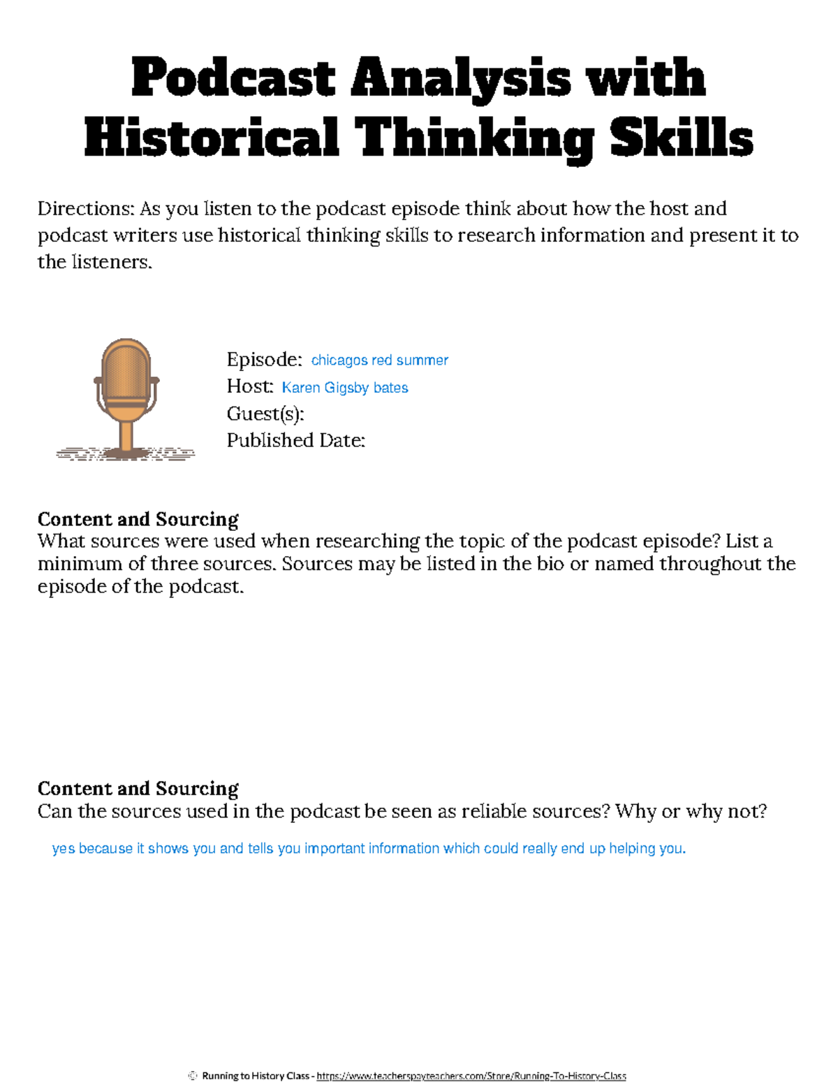 Podcast Analysis with Historical Thinking Skills - Podcast Analysis ...
