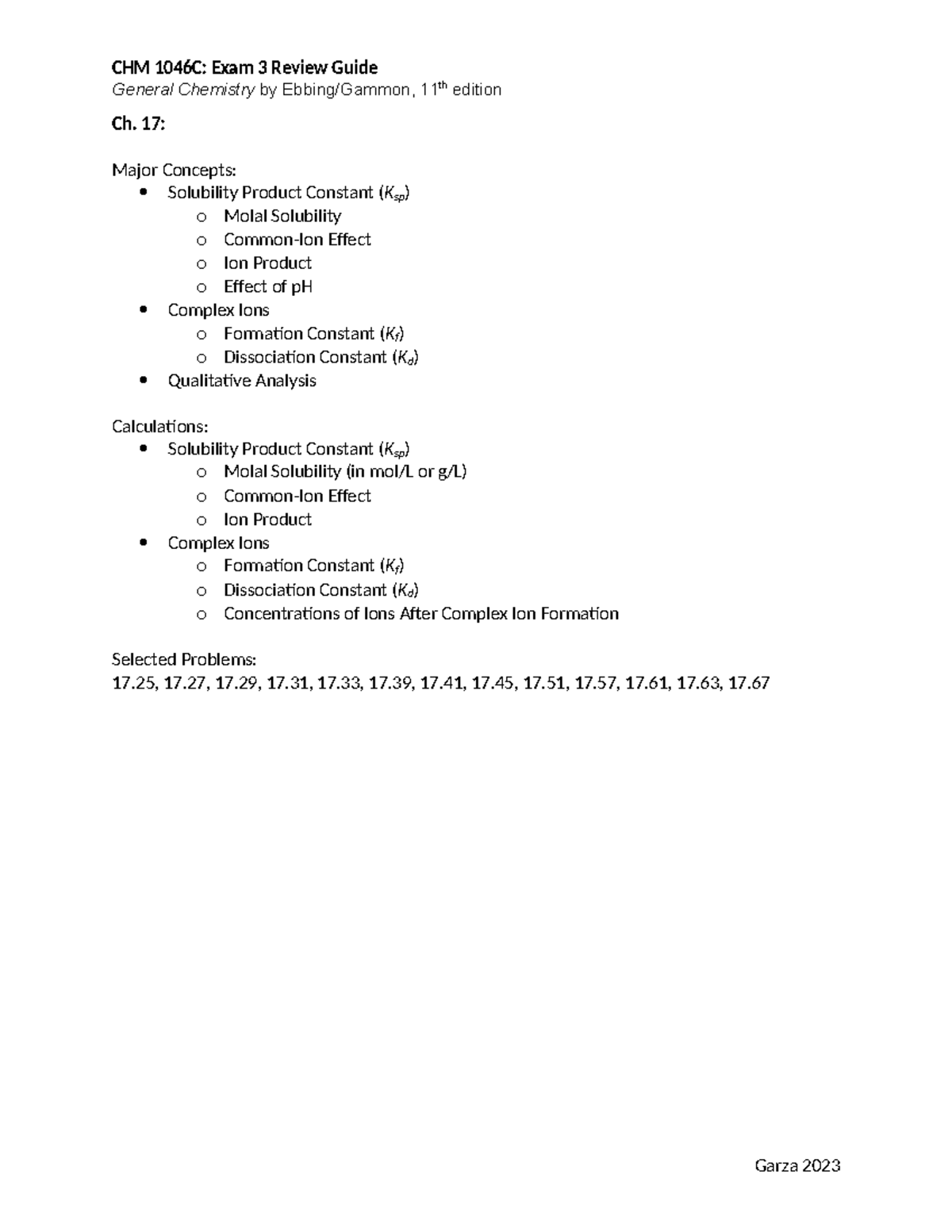 Exam 3 Review Guide - Summary General Chemistry With Qualitative ...
