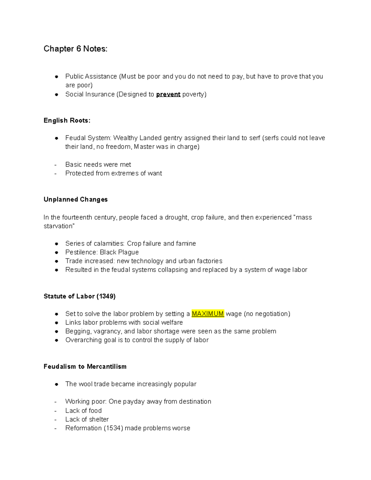 Chapter 6 Notes - SWK100 - Chapter 6 Notes: Public Assistance (Must be ...