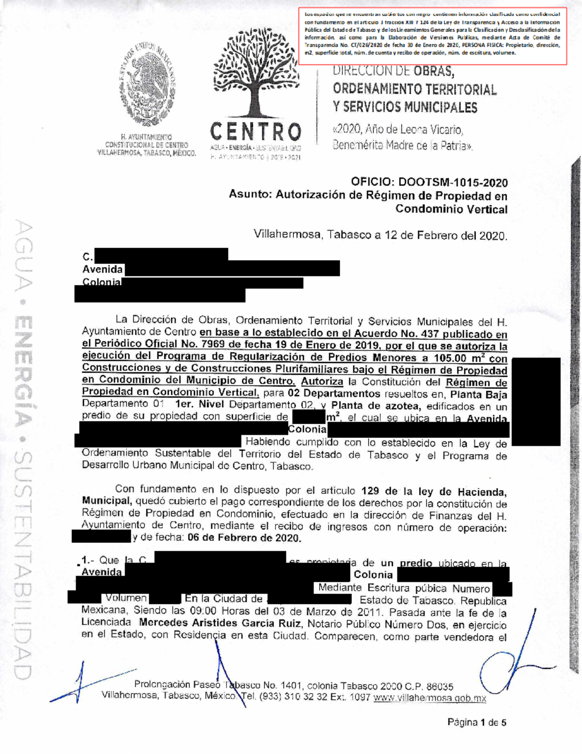 20365 - fsfsdf - S OSID 1 11-11°, H. AYUNTAMIENTO CONSTITUCIONAL DE ...