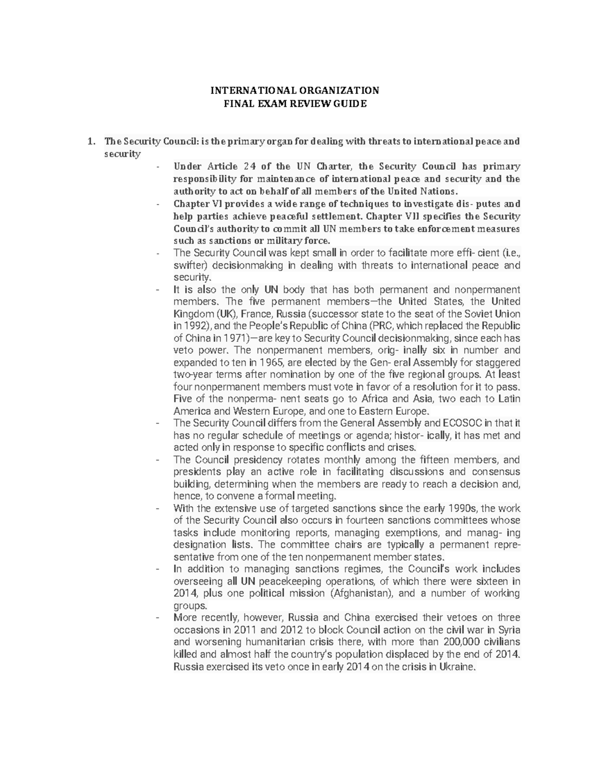 Intl Organization - Final Exam Reviewer part 2 - INTERNATIONAL ...