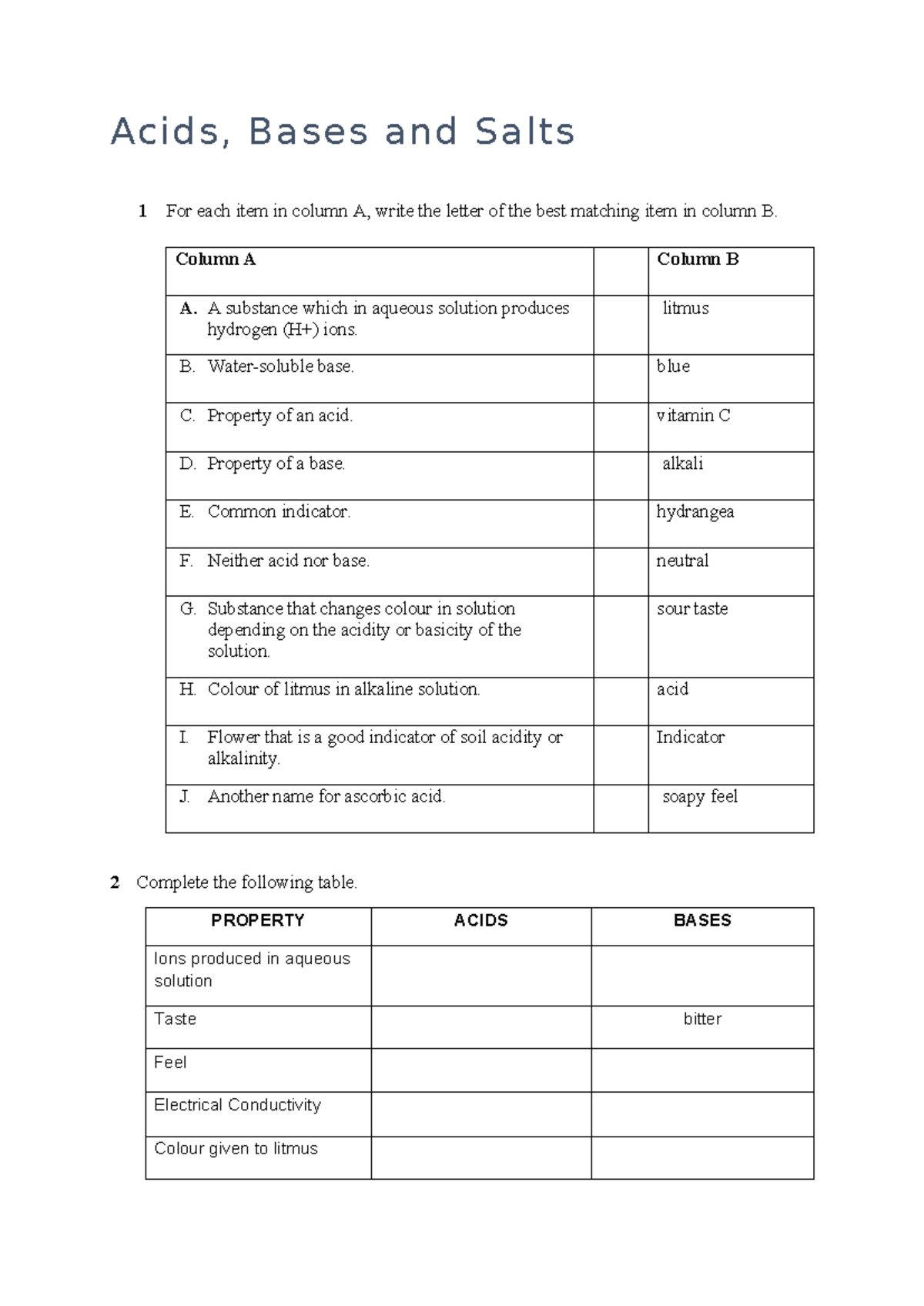 1 Acids Bases and salts - Mass to mole calculation errors and tips - Acids, Bases and Salts 1 ...