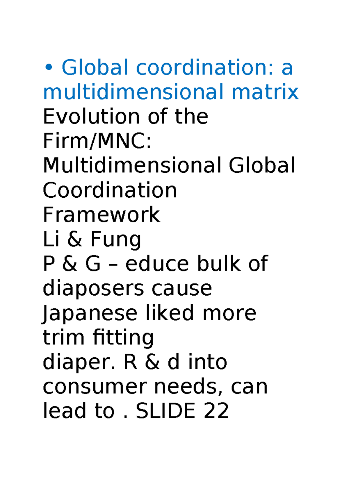 Global coordination - Notes - IBUS2301 - Global coordination: a ...