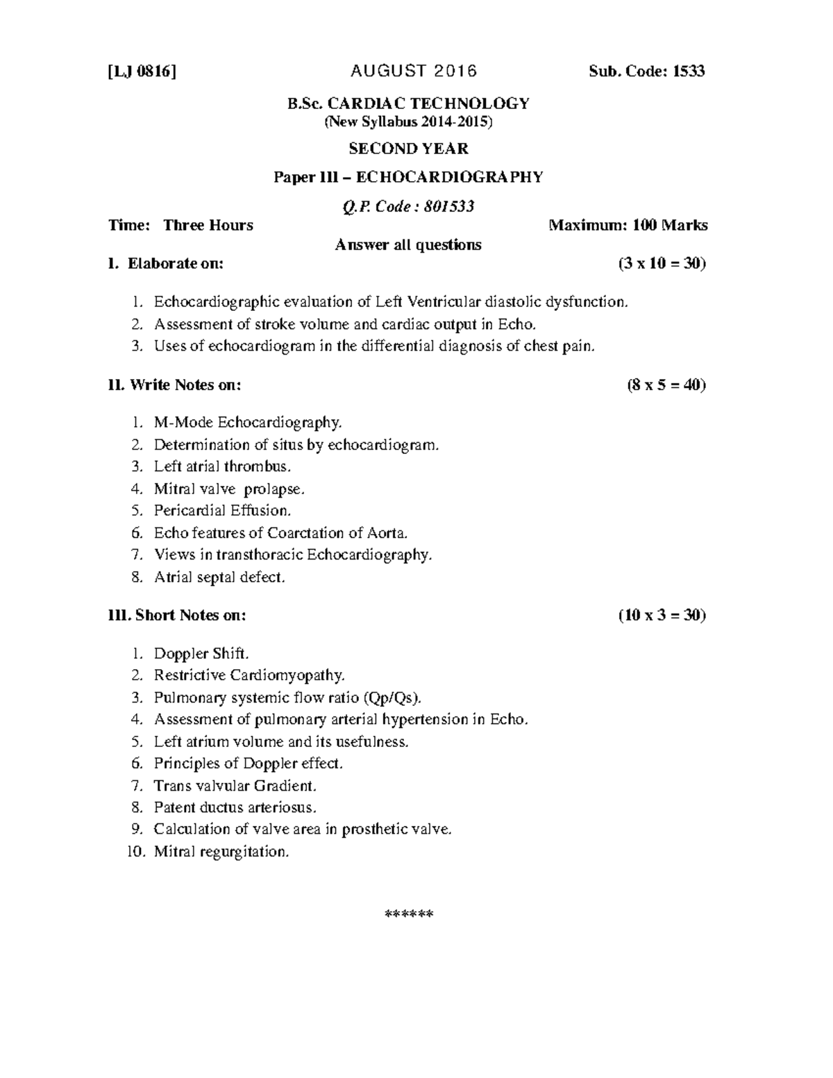 801533 LJ - Exam question pool - [LJ 0816] AU GU ST 2 0 1 6 Sub. Code ...