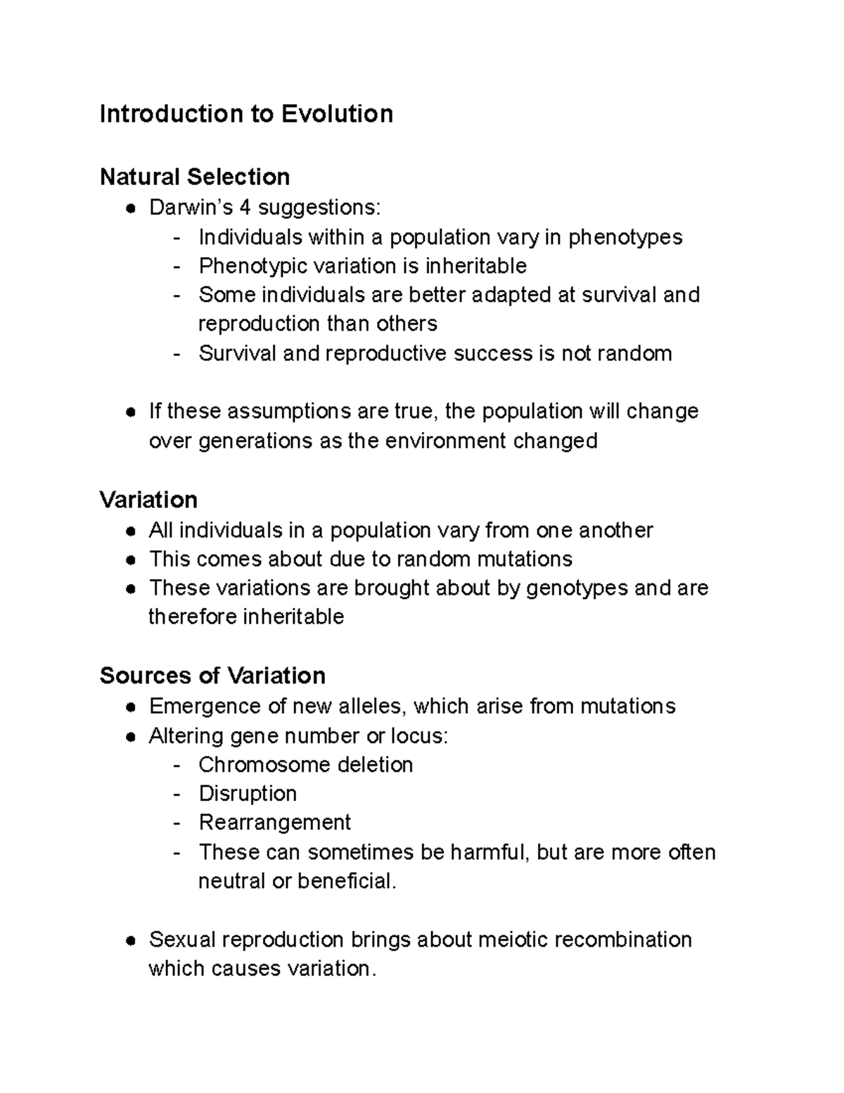 Introduction to Evolution - Introduction to Evolution Natural Selection ...