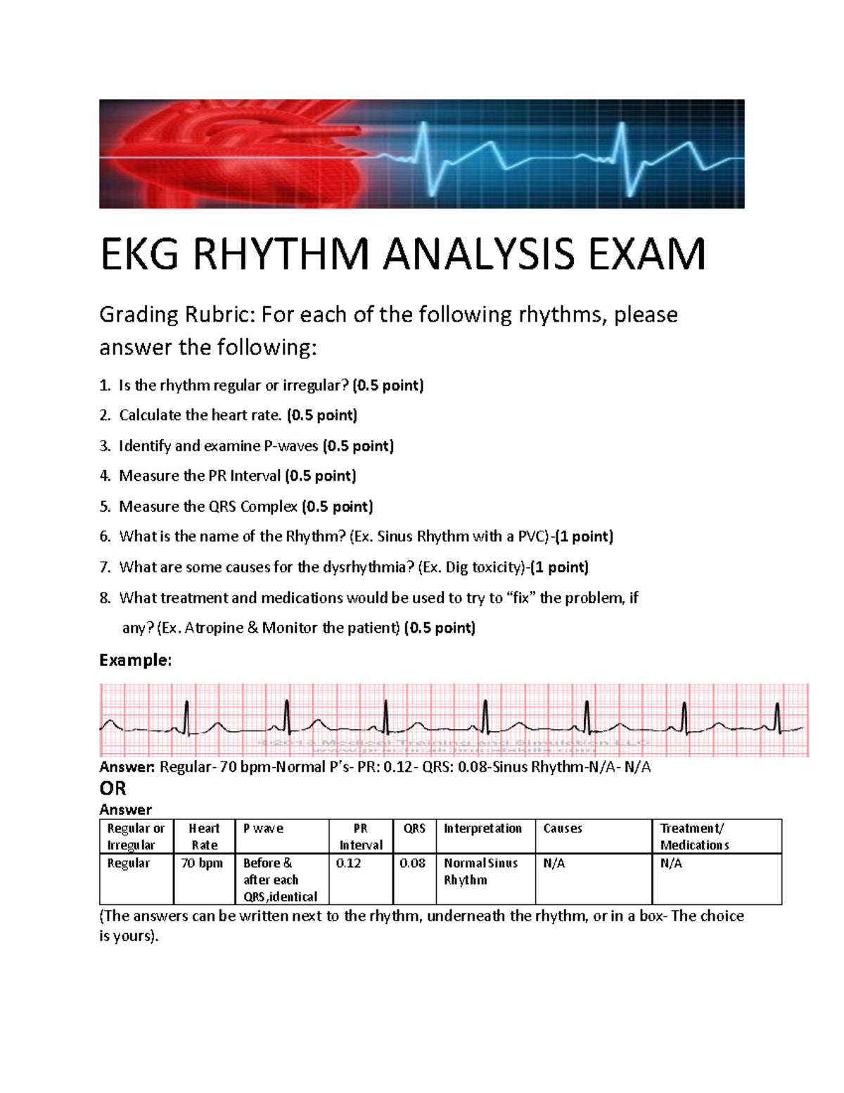 37409 Ekgrhythmanalysisexam 03042021 TH - EKG RHYTHM ANALYSIS EXAM ...