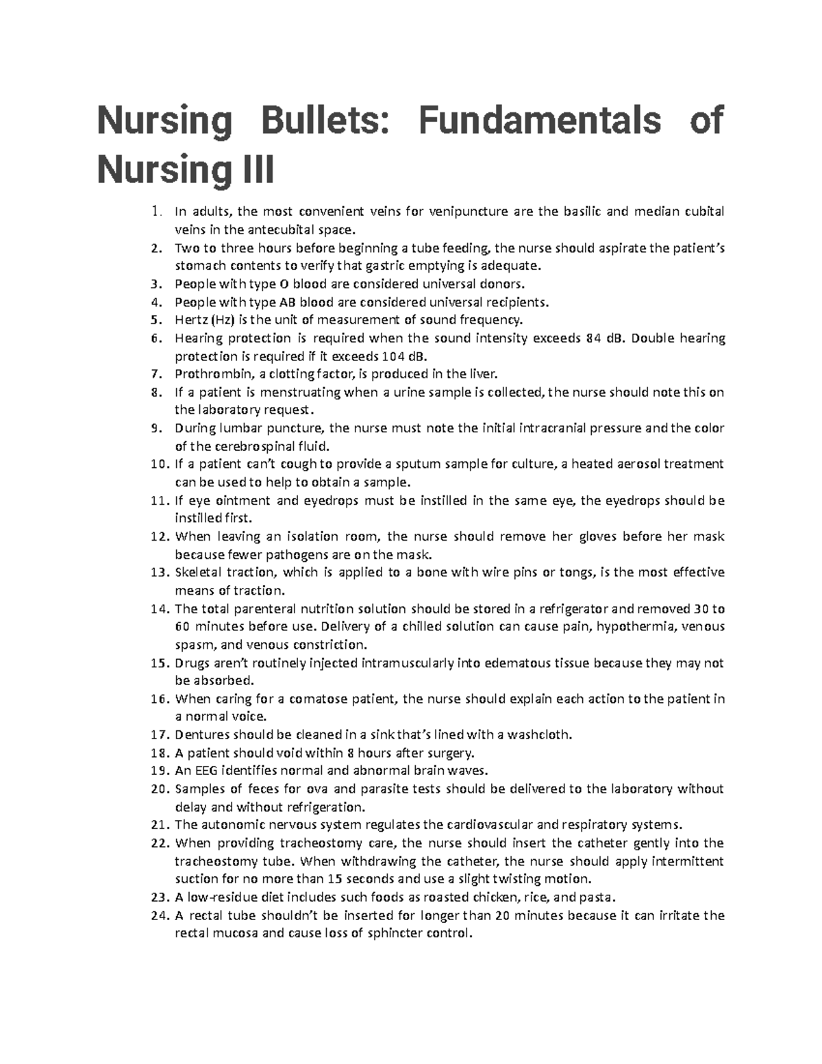 Fundamentals of Nursing 3 Bullets - Nursing Bullets: Fundamentals of ...