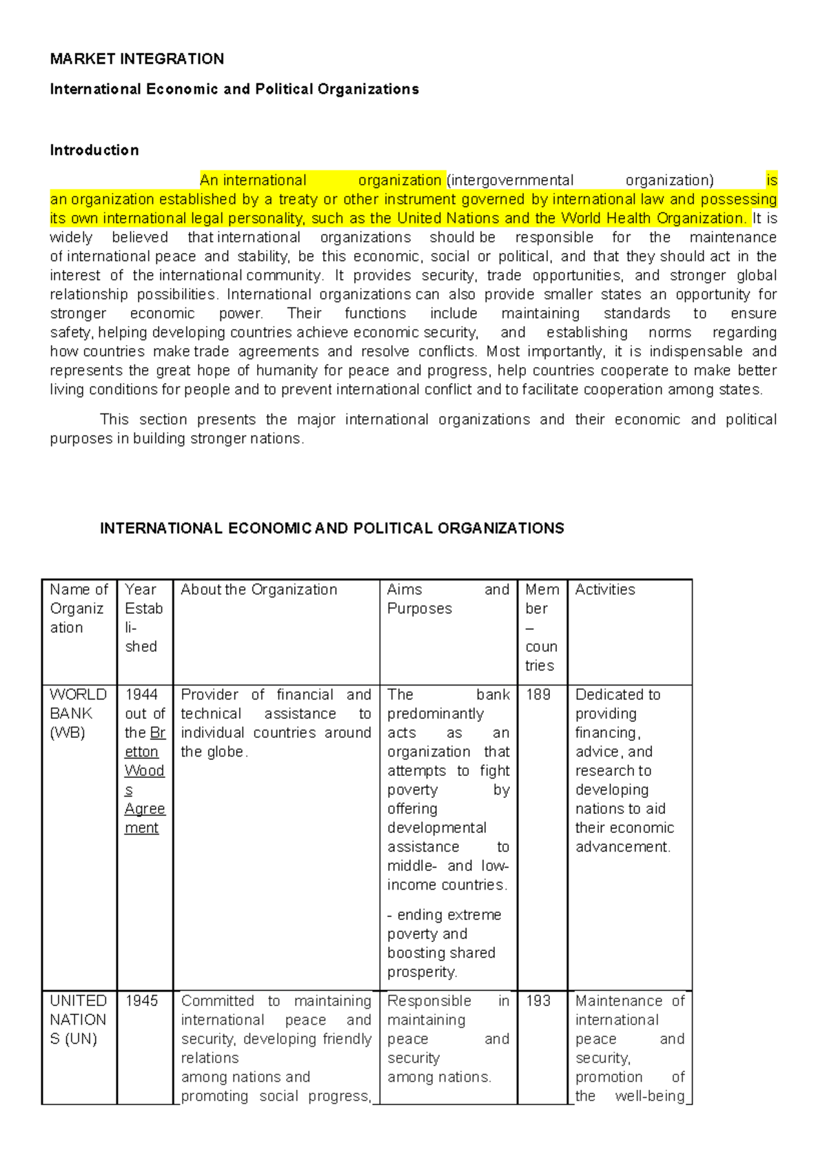 1- Market- Integration - MARKET INTEGRATION International Economic and ...