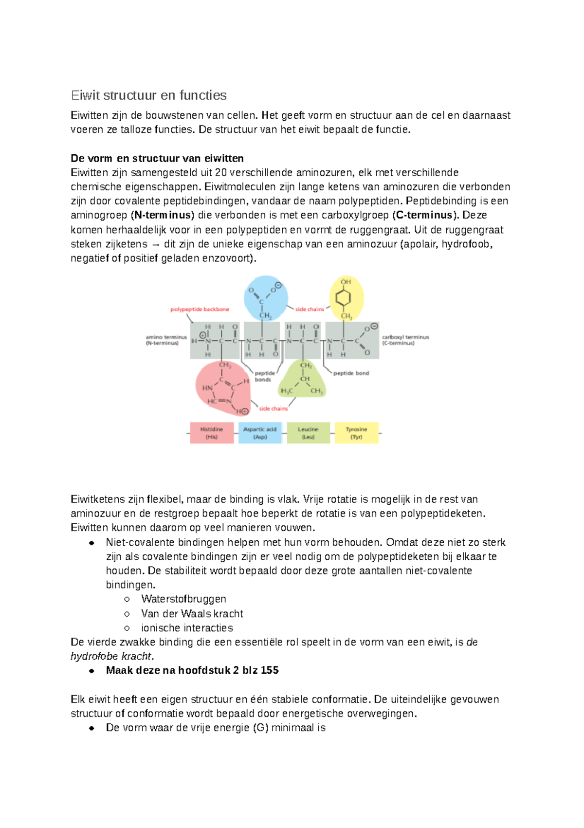 Hoofdstuk 4 - Eiwit structuur en functies - Eiwit structuur en functies ...