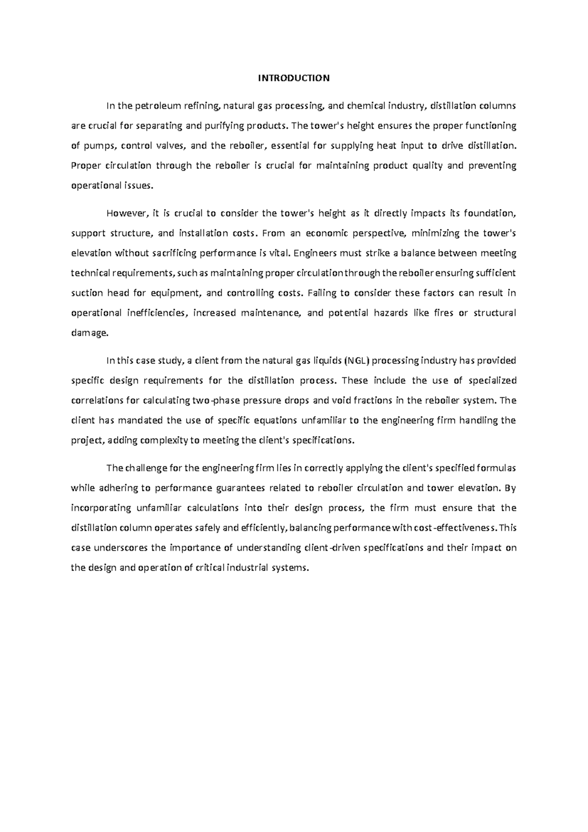CASE 5 - Introduction - CASE STUDY - INTRODUCTION In the petroleum ...