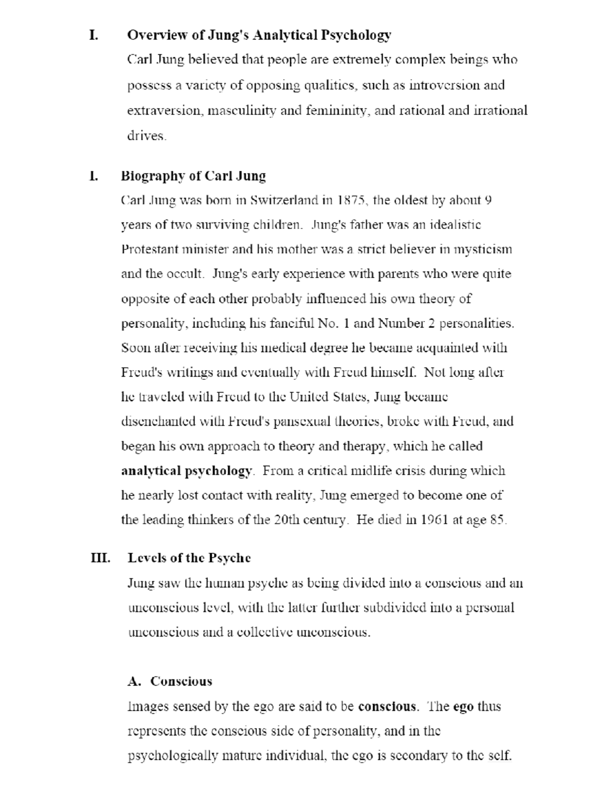 CARL JUNG Notes - analytical psychology - BS Psychology - Studocu