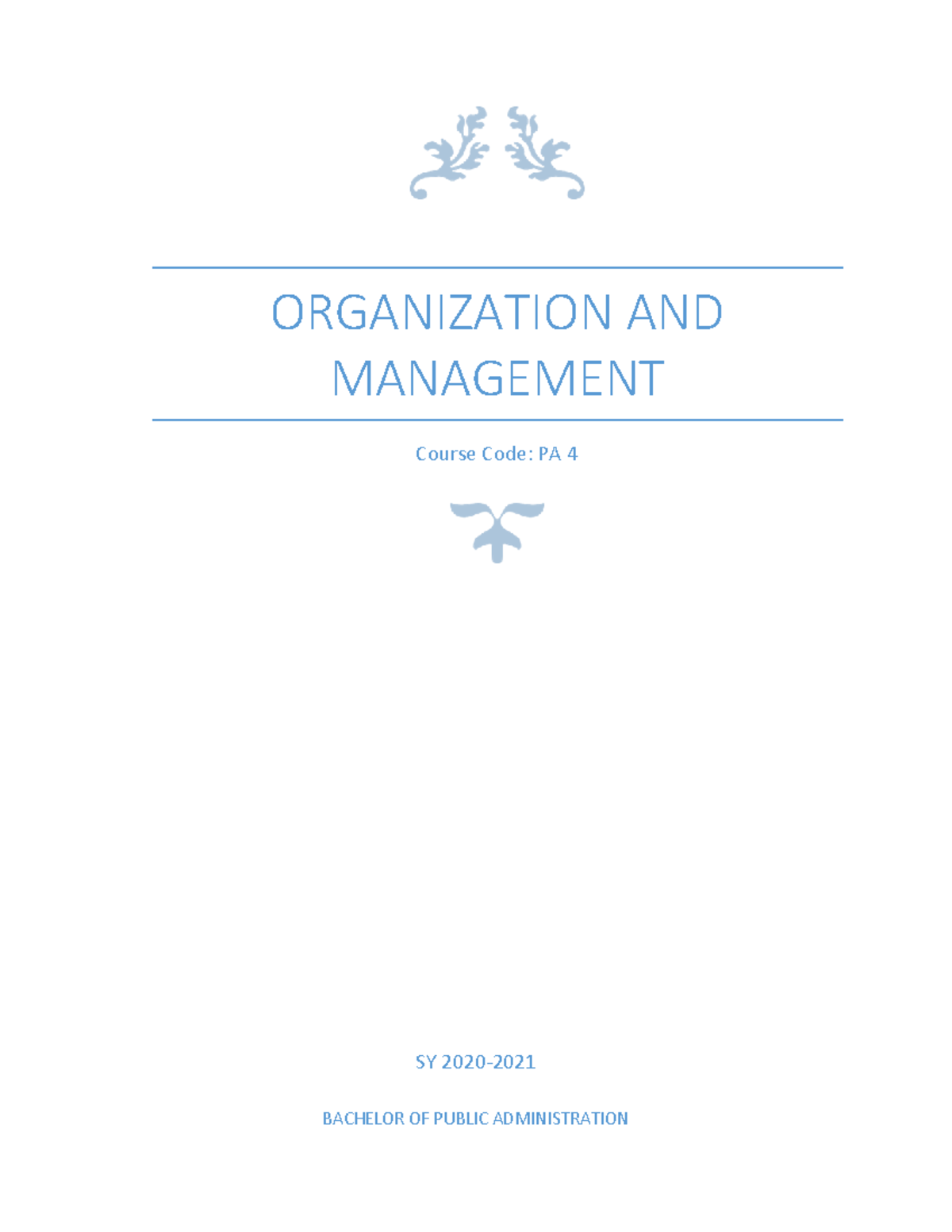 Module in Organization and Management - ORGANIZATION AND MANAGEMENT ...