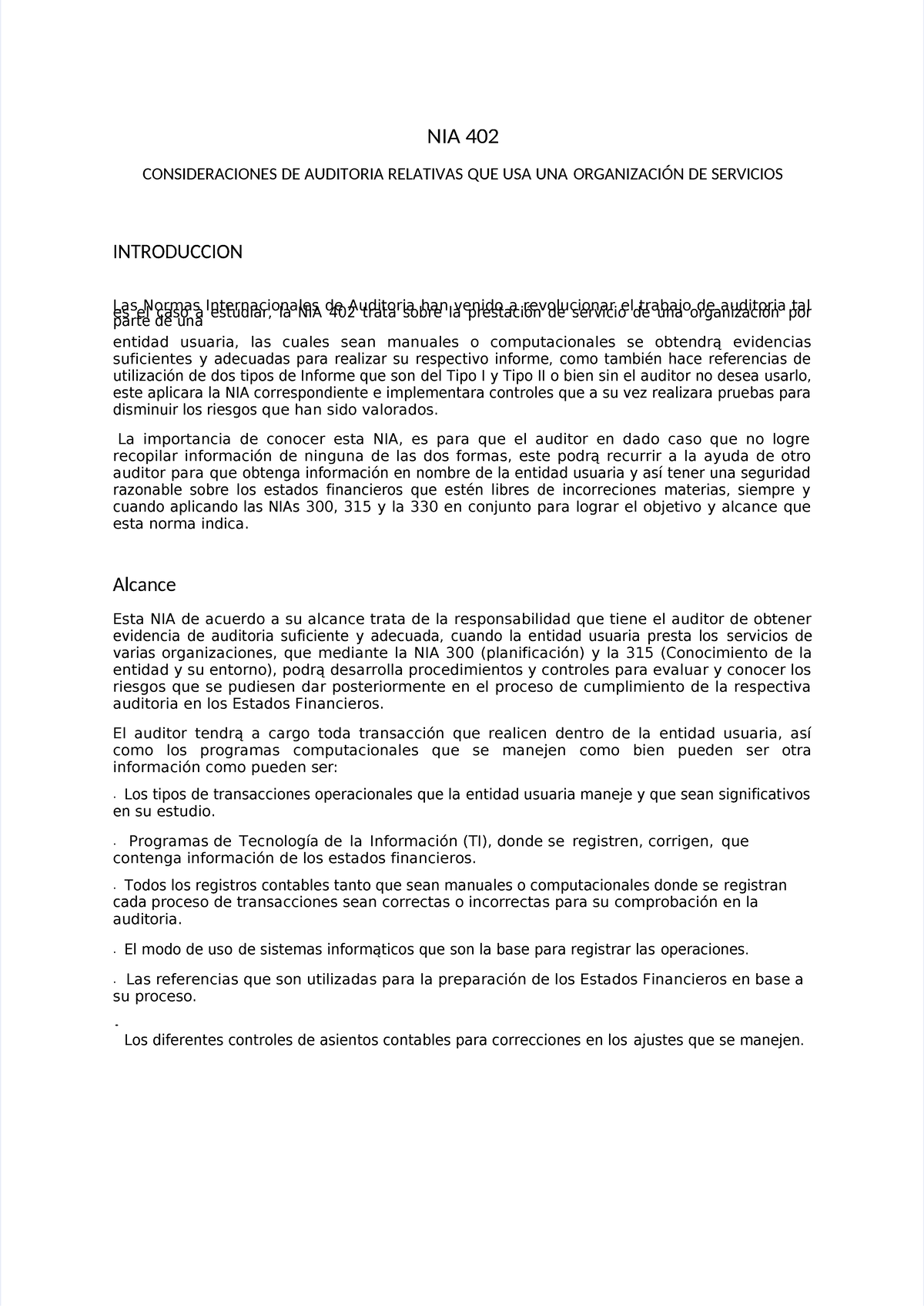Pdf monografia nia 402 - NIA 402 CONSIDERACIONES DE AUDITORIA RELATIVAS ...