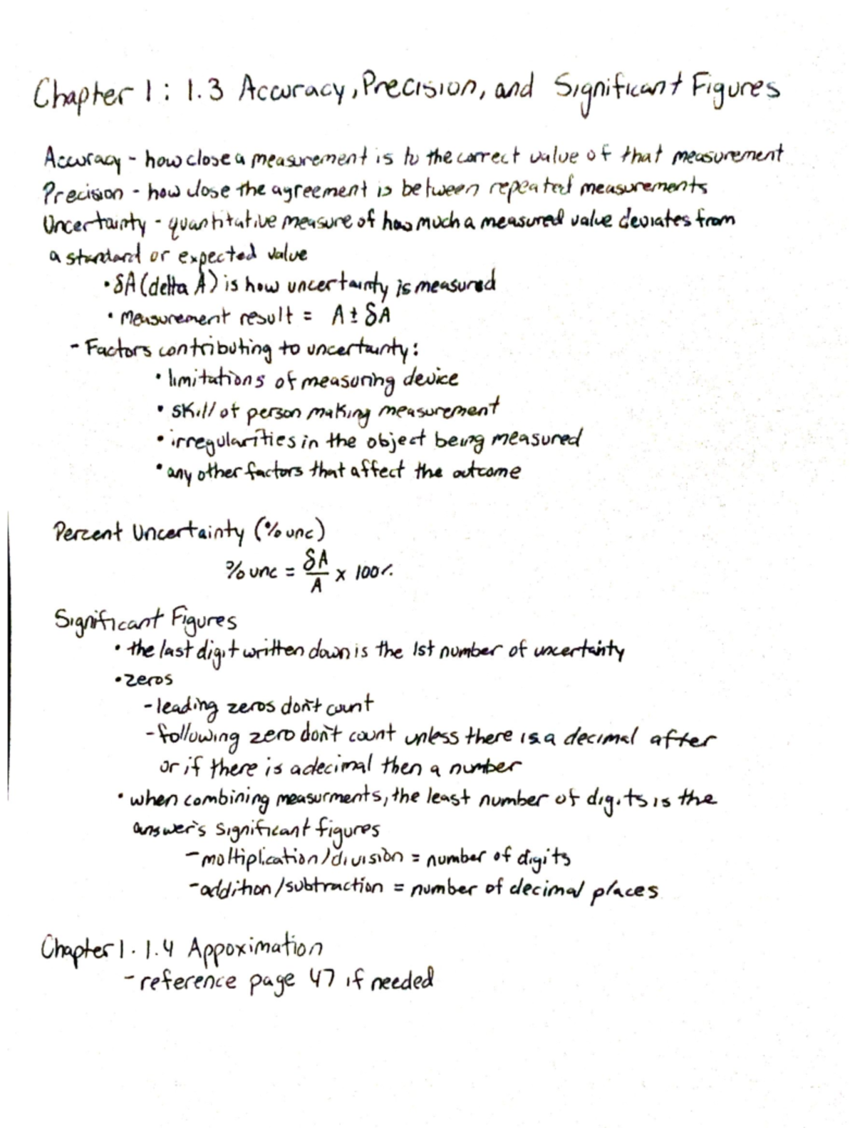 Chapter 1 1.3 and 1.4 Book Notes - Chapter 1: 1 Accuracy, Precision ...