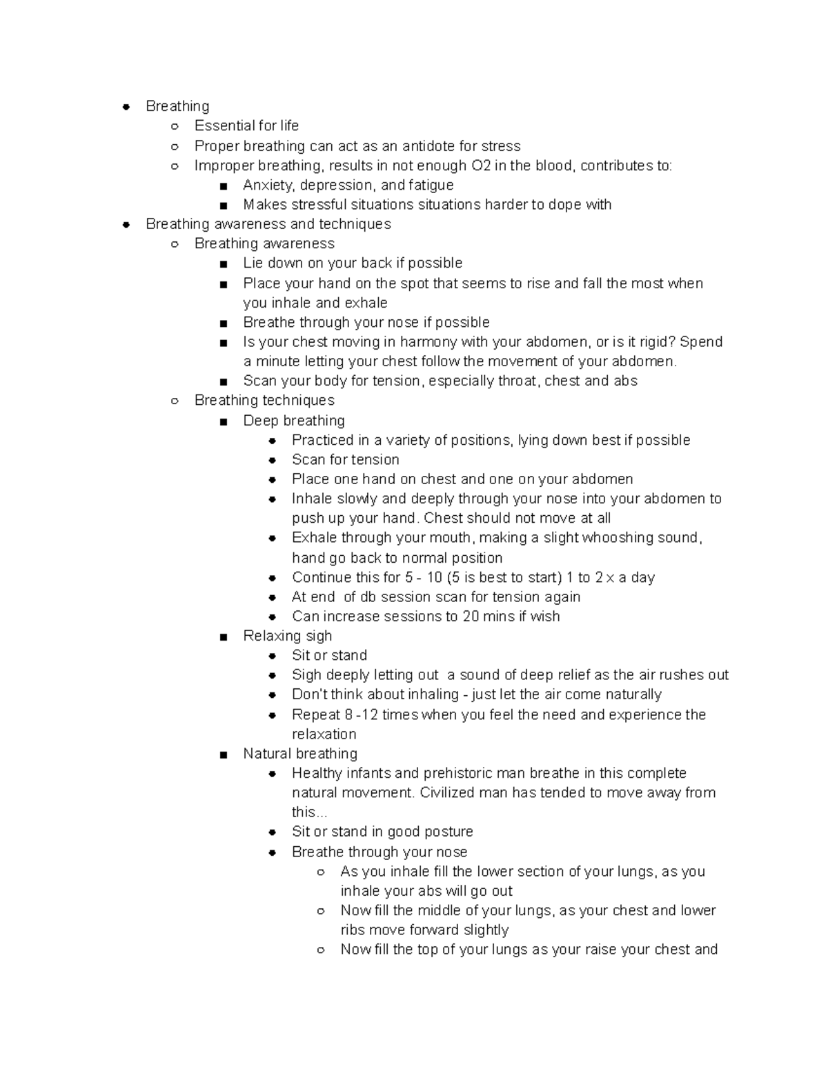 Breathing and Guided Imagery 1-24 - Breathing Essential for life Proper ...