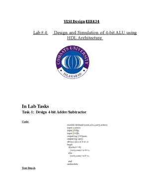 Lab report VLSI design - COMSATS University Islamabad Lab Report # 08 Lab # 08 Layout Design and ...