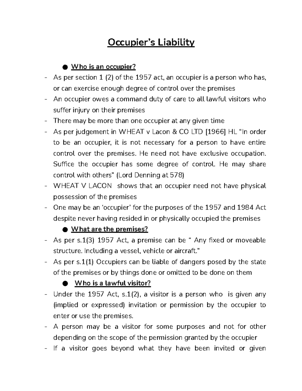 Occupier's Liability - Occupier’s Liability Who is an occupier? As per ...