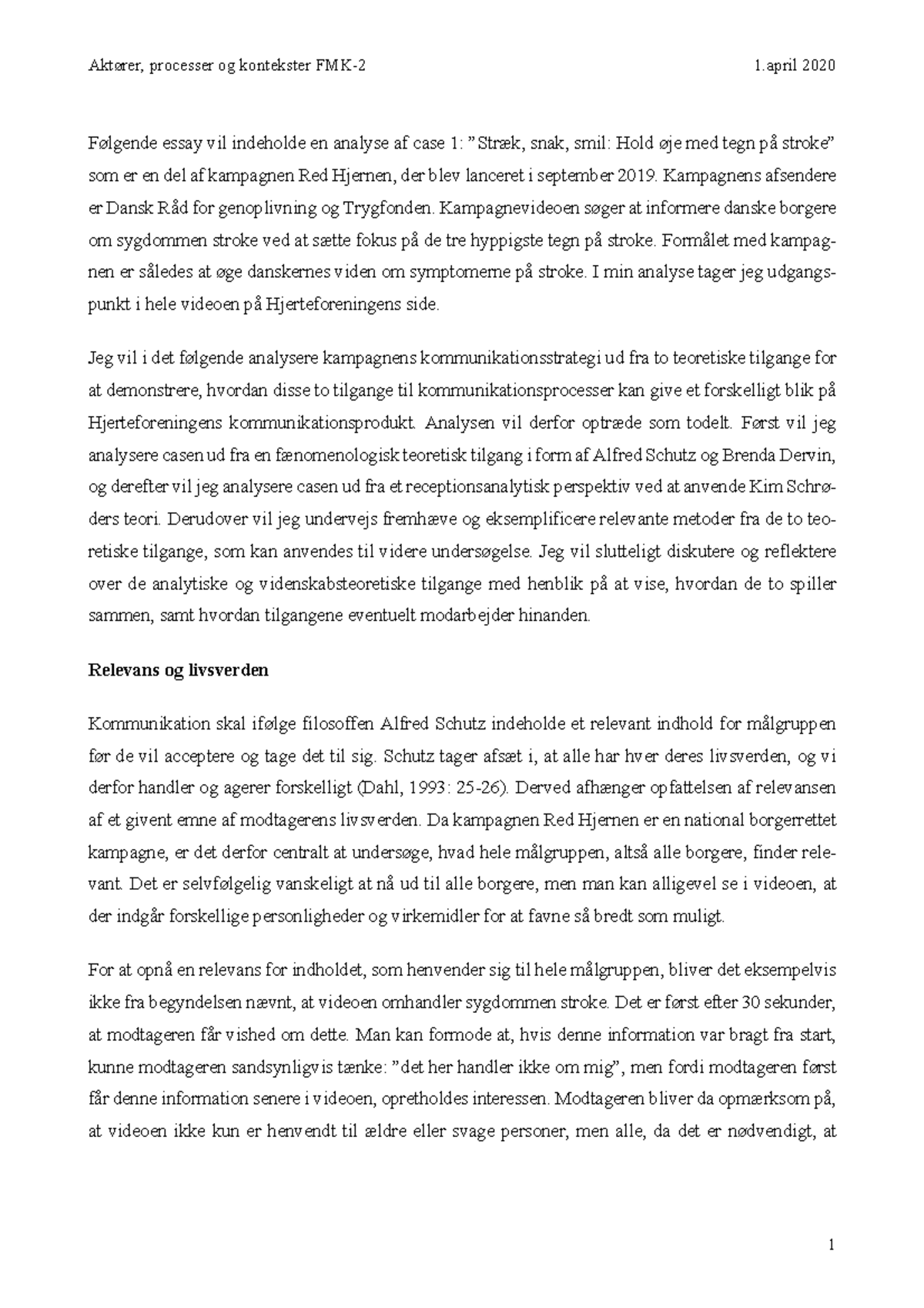 Case 1 FMK 2 eksamen - Følgende essay vil indeholde en analyse af case ...