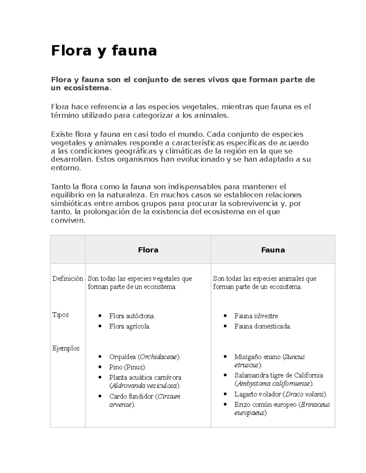 Diferencia DE Flora Y Fauna - Flora y fauna Flora y fauna son el ...