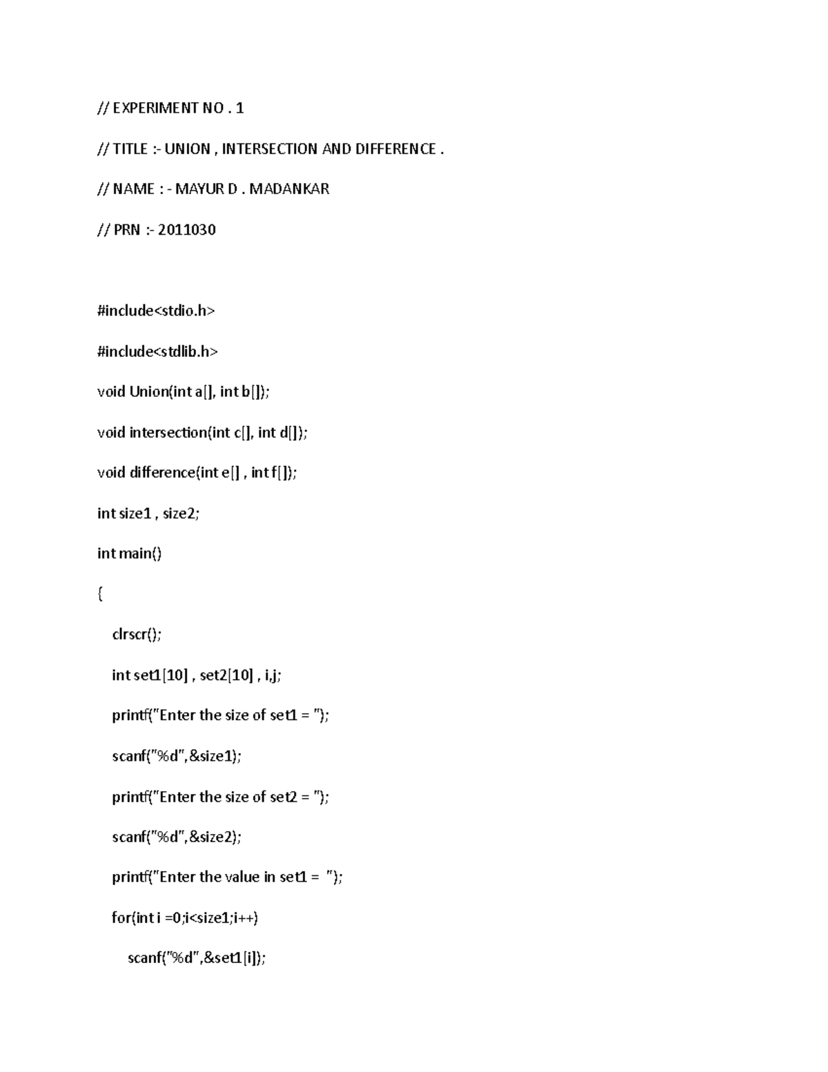 2011 030 - 1-merged - Data structure - // EXPERIMENT NO. 1 // TITLE :- UNION , INTERSECTION AND ...
