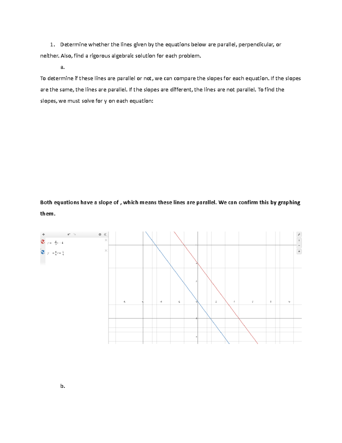 Written Assignment Unit 2 - Determine whether the lines given by the equations below are ...