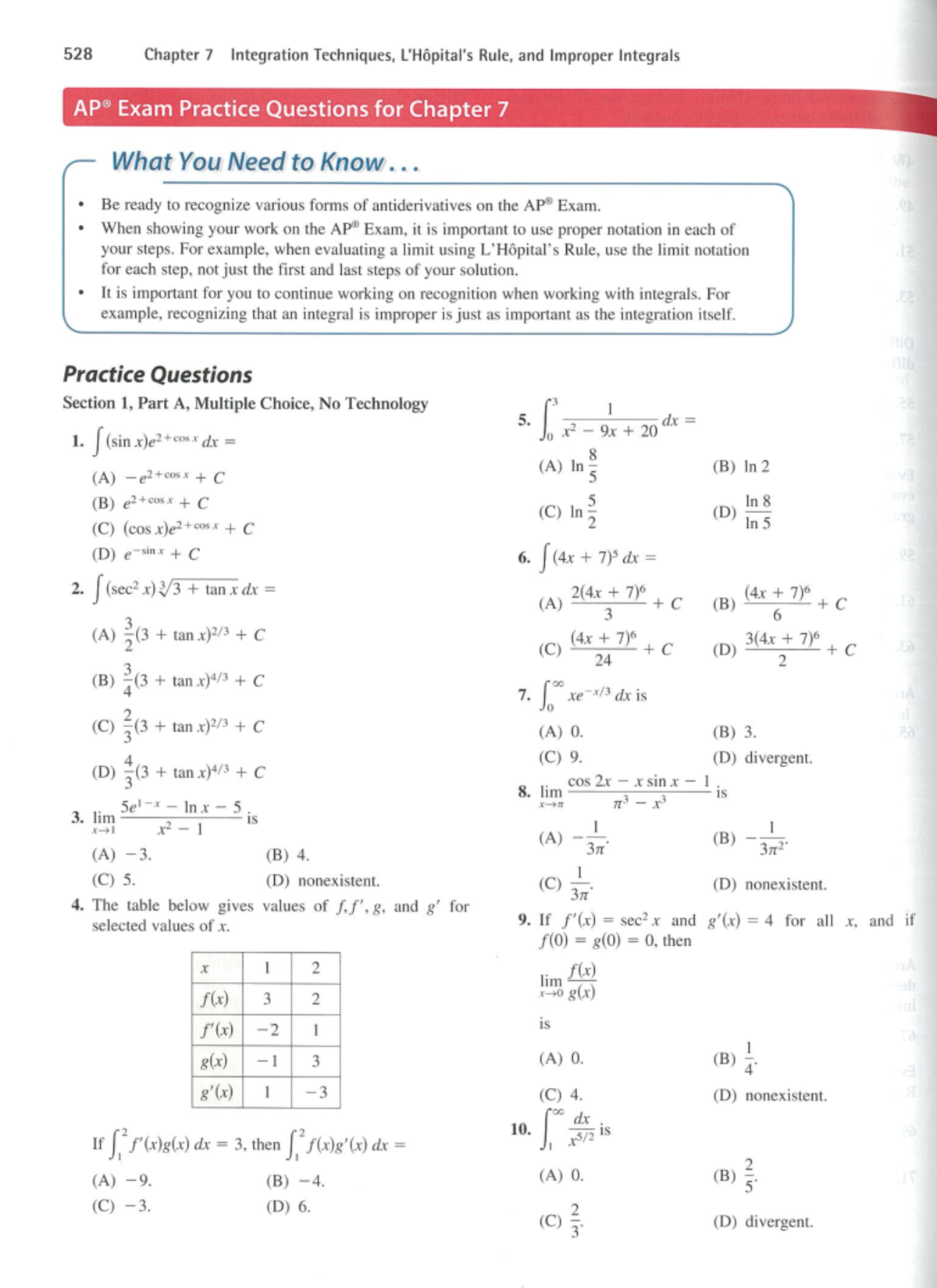 Calculus Textbook - For final - 528 Chapter 7 Integration Techniques ...