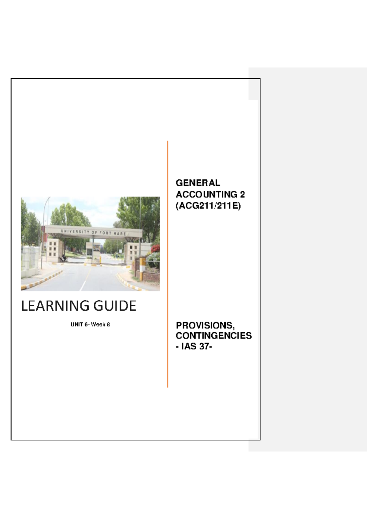 UNIT 6.3 - IAS 37- Learning Guide - LEARNING GUIDE LEARNING GUIDE UNIT ...