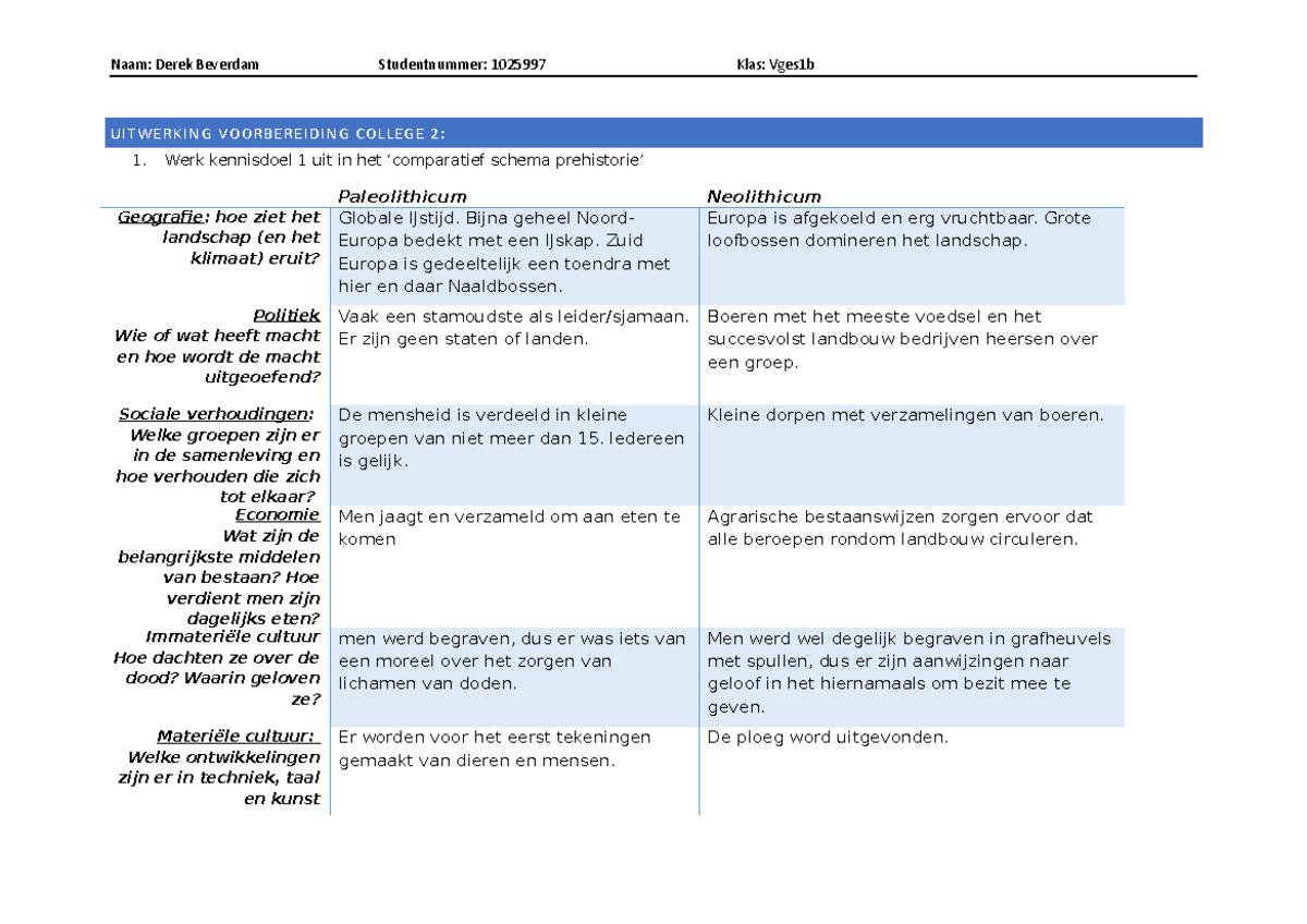 Werkblad voorbereiding college 2 - UITWERKING VOORBEREIDING COLLEGE 2 ...