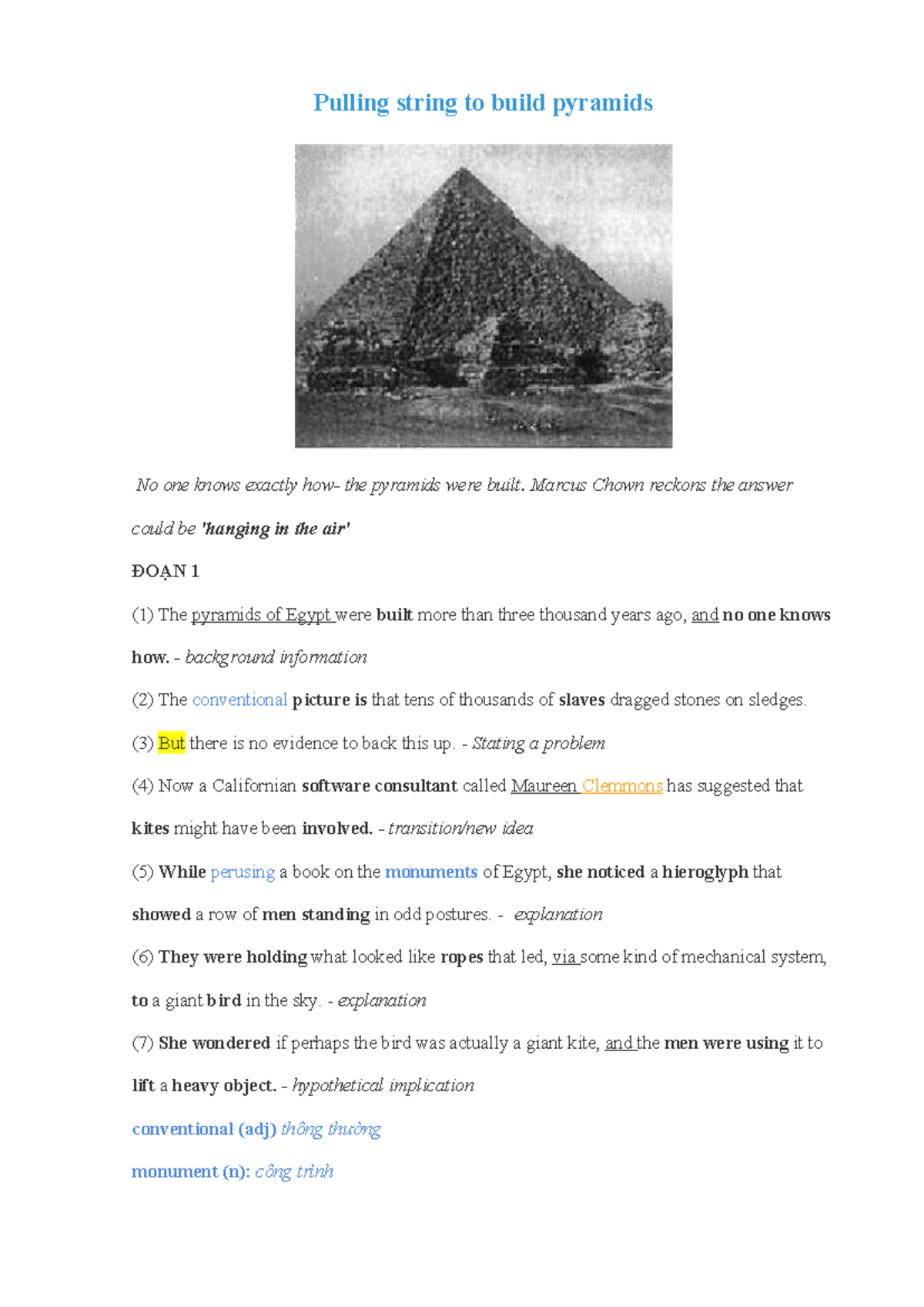 Ielts Academic Reading 3 - Pulling string to build pyramids No one ...