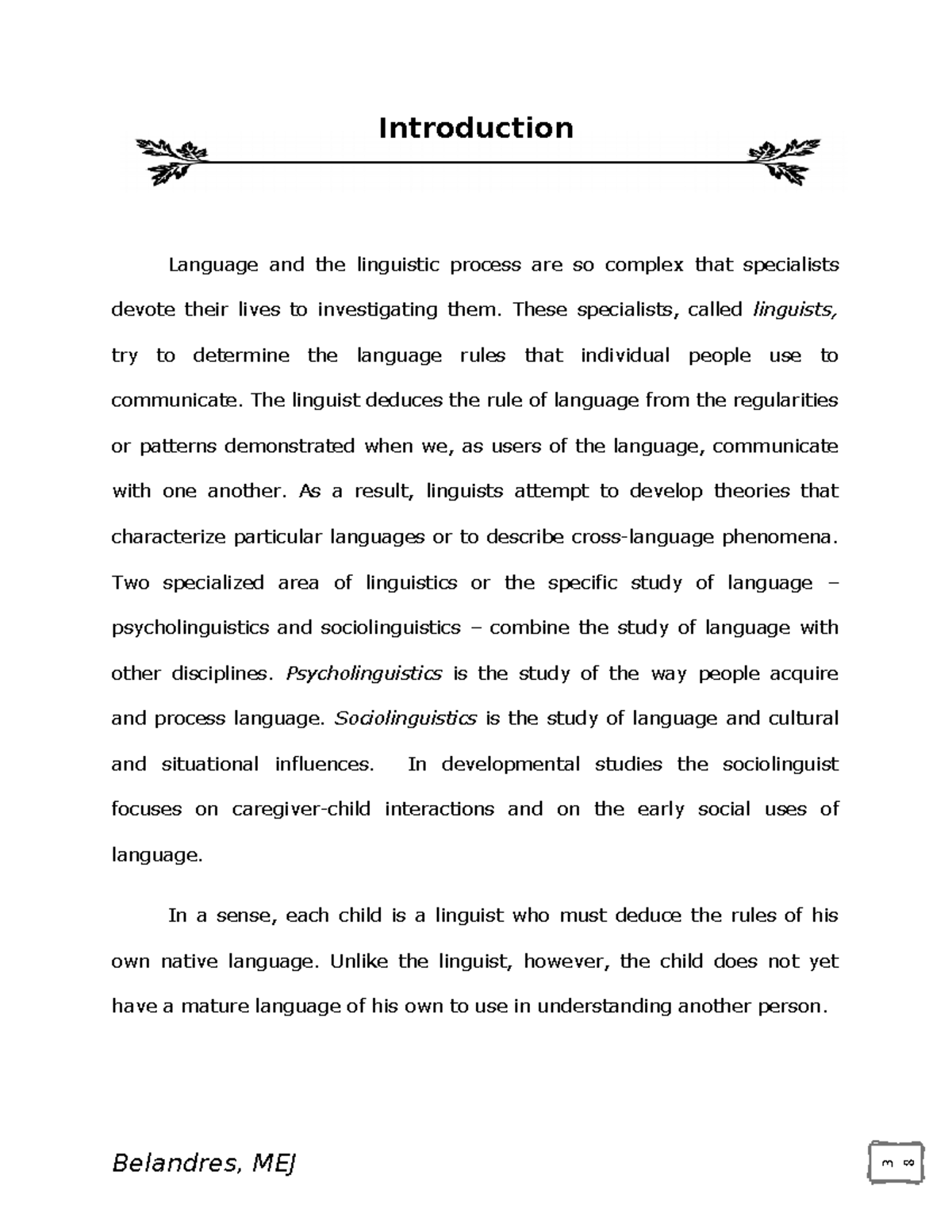 Linguistics Study Notes - 3 8 Introduction Language and the linguistic ...