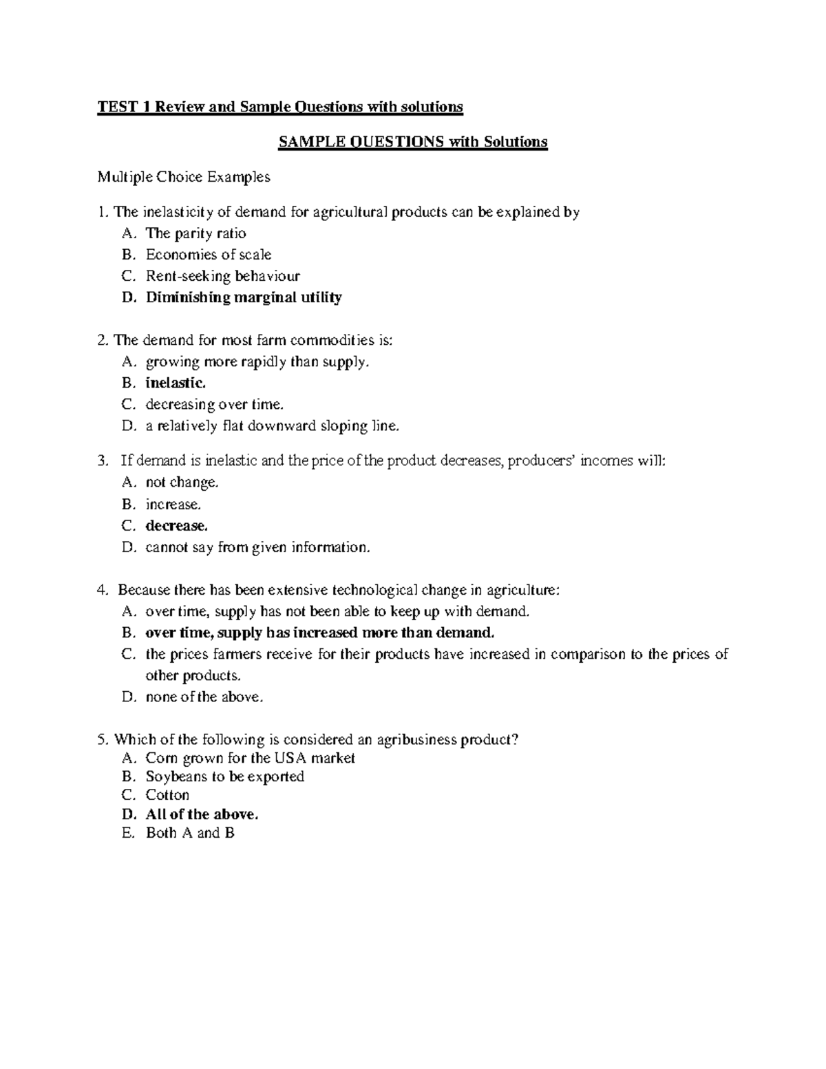 TEST 1 Review and Sample Questions with solutions - TEST 1 Review and ...
