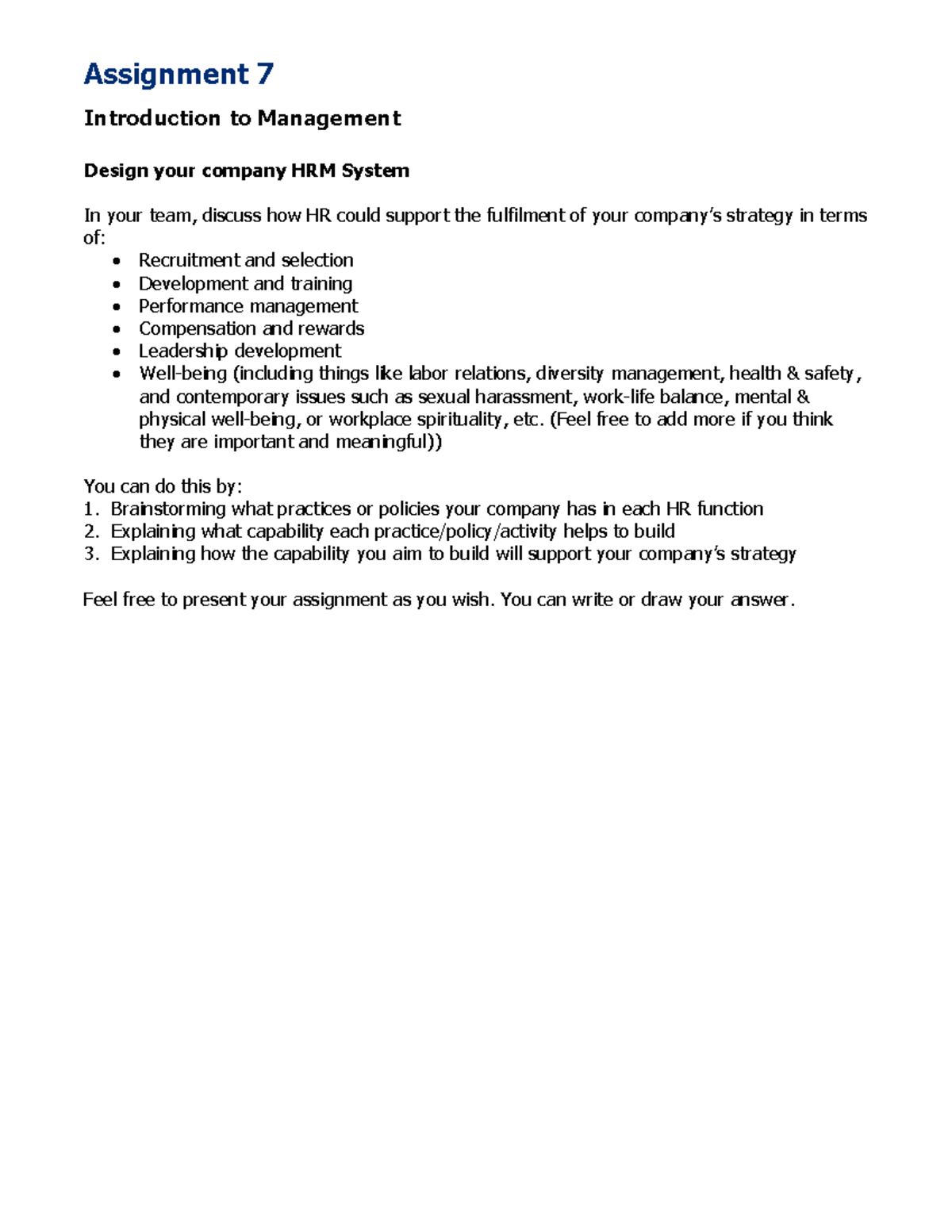 Assignment-7 - ggggggggggggggggggggggggg - engineering 1 Assignment 7 Introduction to Management ...