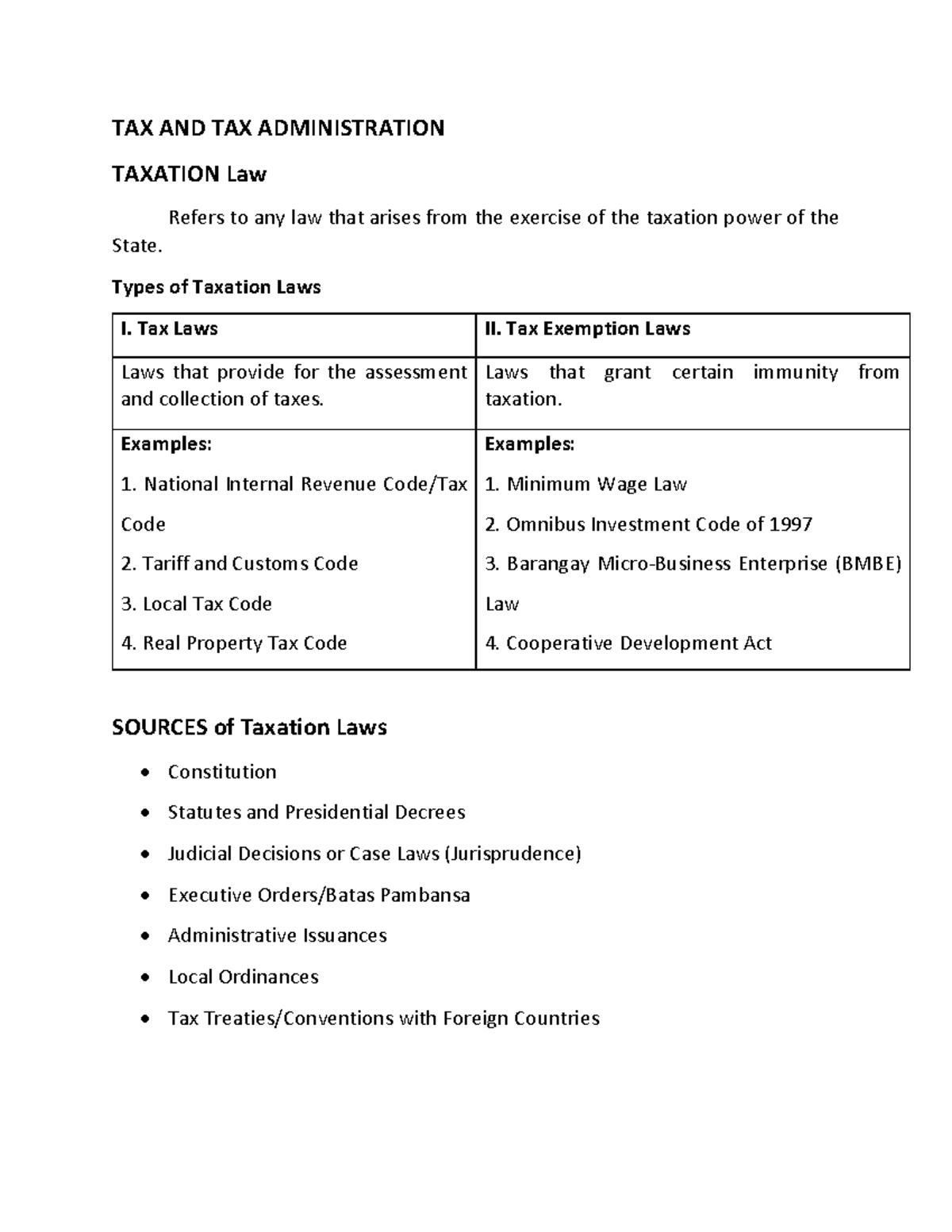 Tax and Tax Administration - Income Taxation - La Salle - Dasma - Studocu