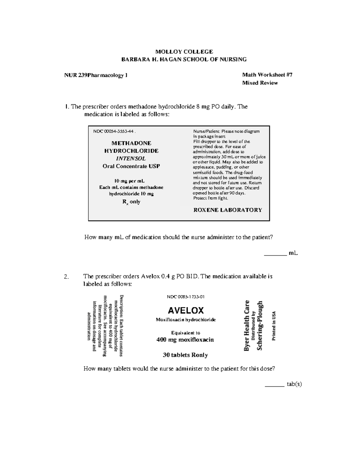 Math Review(#7) - Ocred - MOLLOY COLLEGE BARBARA H. HAGAN SCHOOL OF ...