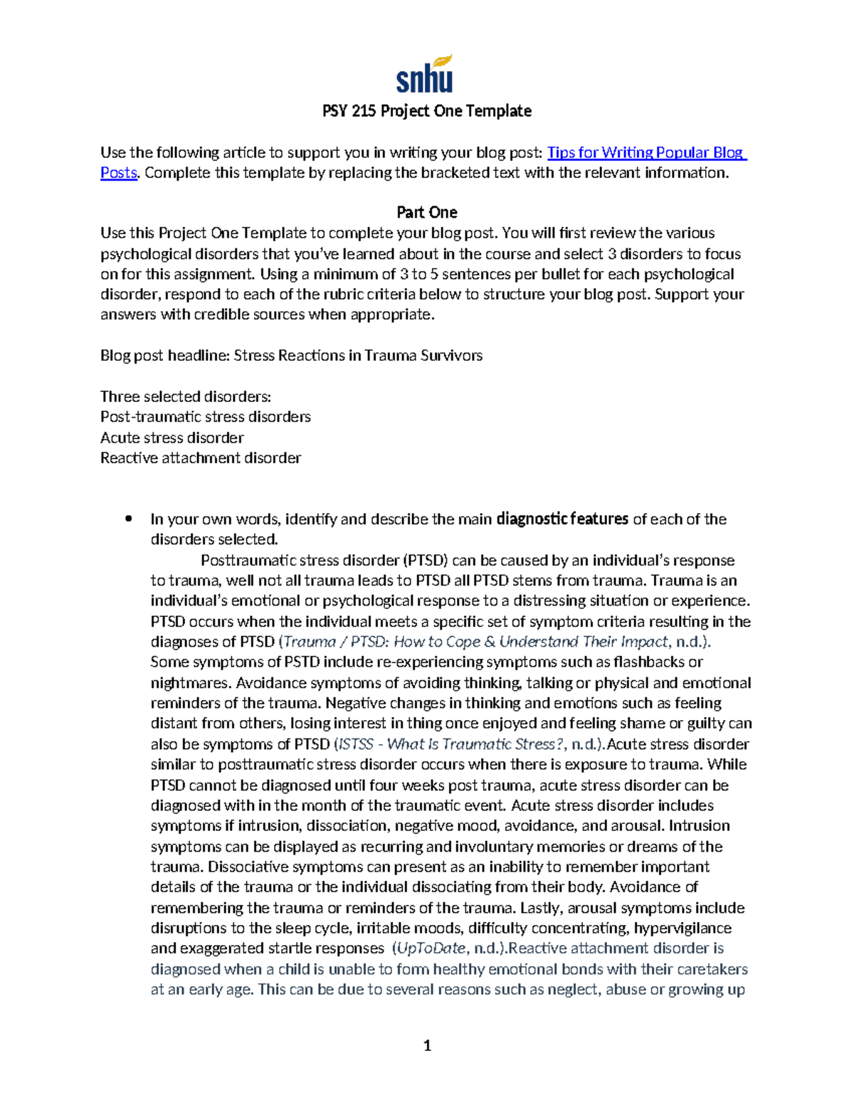 PSY 215 Project One- Mary Crowell - PSY 215 Project One Template Use ...