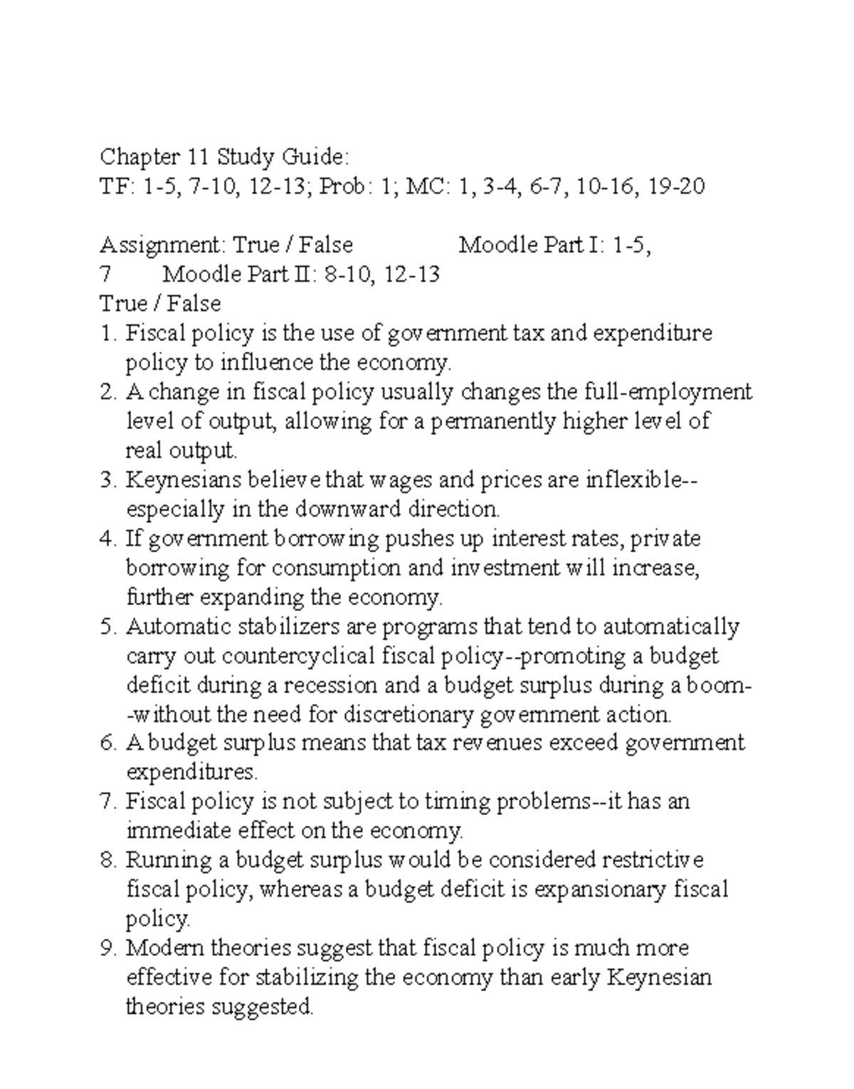 Chapter 11 Study Guide - Professor Sean Keehan - Chapter 11 Study Guide ...