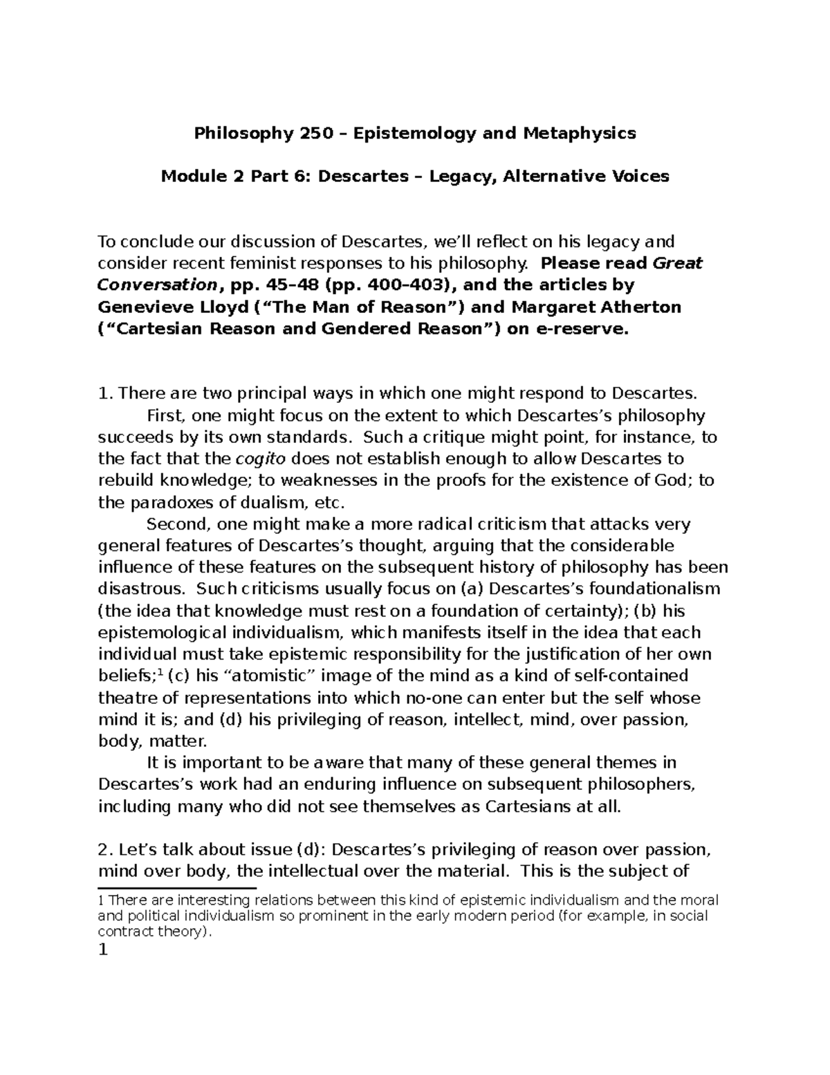 PHIL-250 2022 Module 2 Part 6 - Philosophy 250 – Epistemology and ...