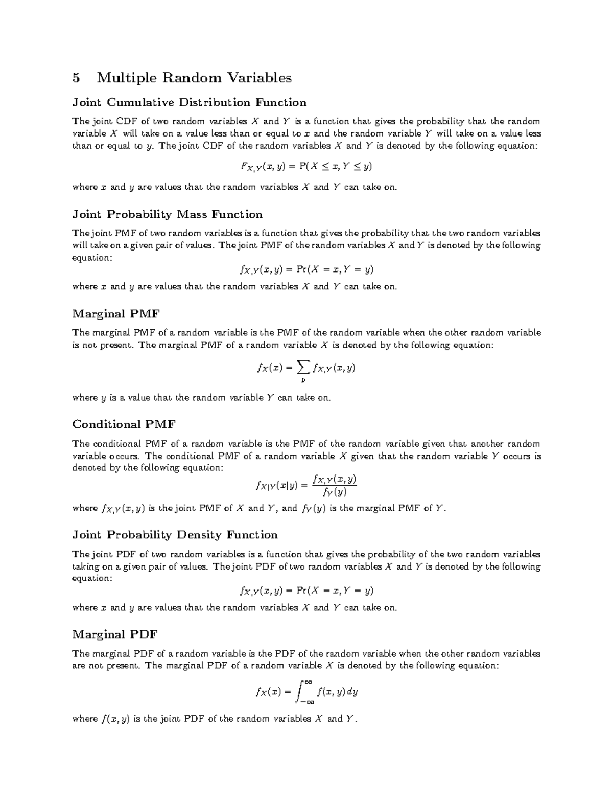 Probability and Signal Analysis, Chapter 5 - 5 Multiple Random Variables Joint Cumulative - Studocu
