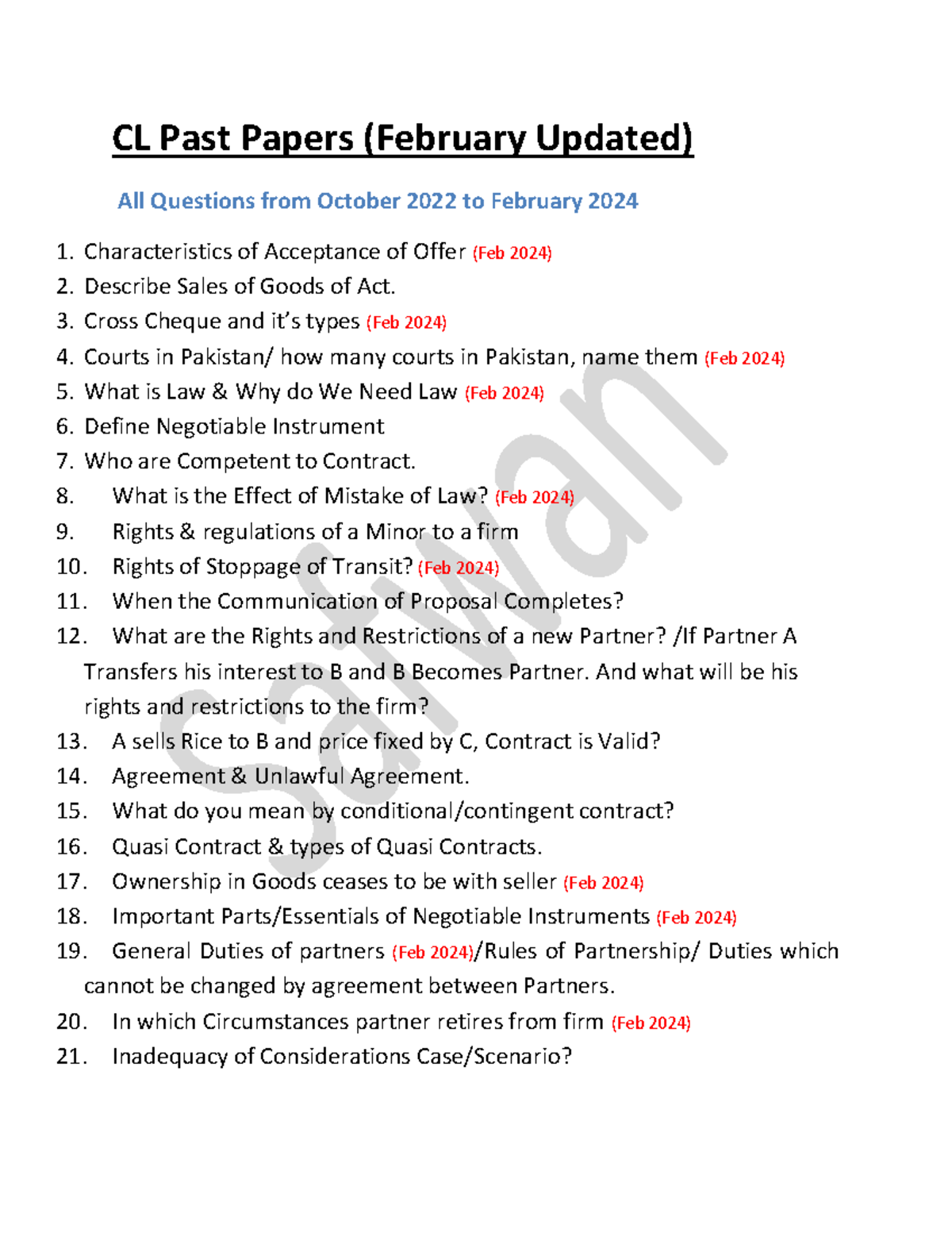 CL Past Papers(Feb Updated) - CL Past Papers (February Updated) All ...