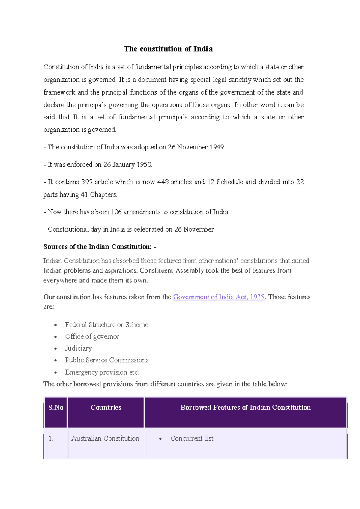 Indian Constitutional Law Study Material First Internal - The ...