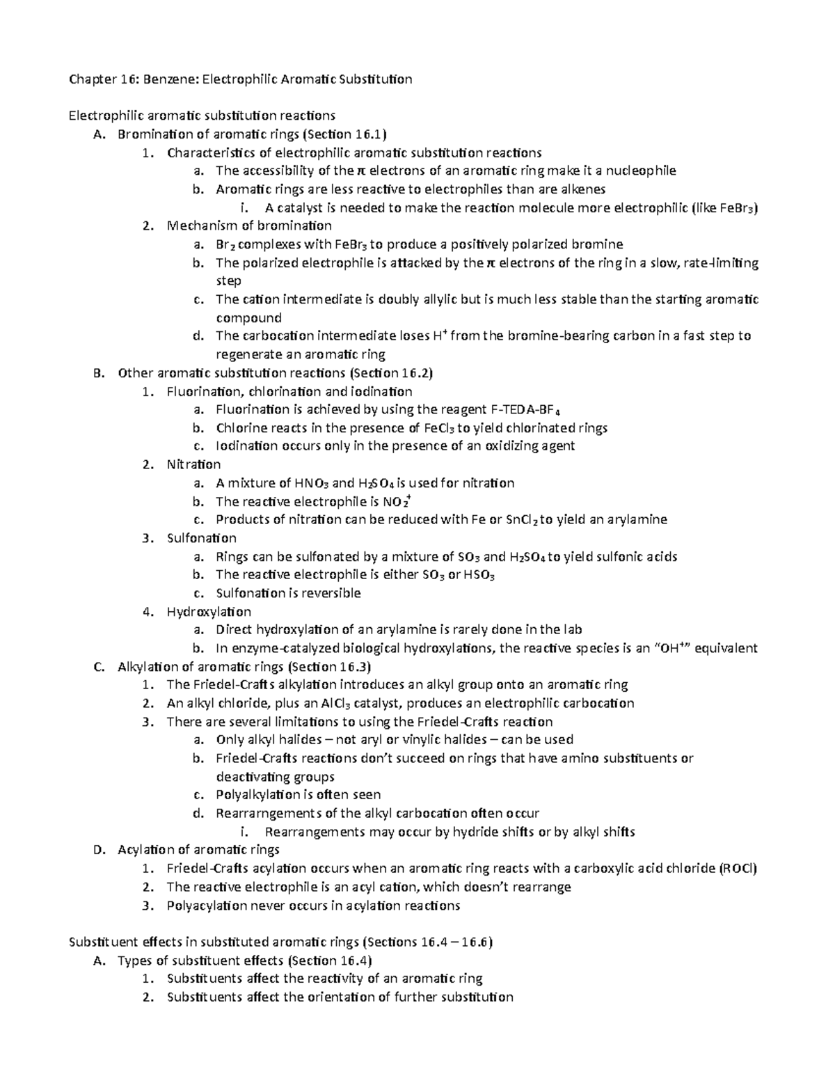 Chapter 16-Benzene-Electrophilic Aromatic Substitution - Chapter 16 ...