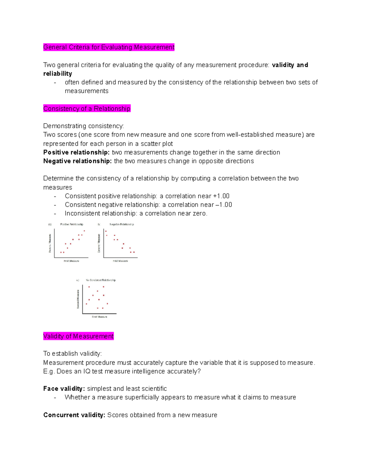 General Criteria for Evaluating Measurement - Statistics - General Criteria for Evaluating - Studocu