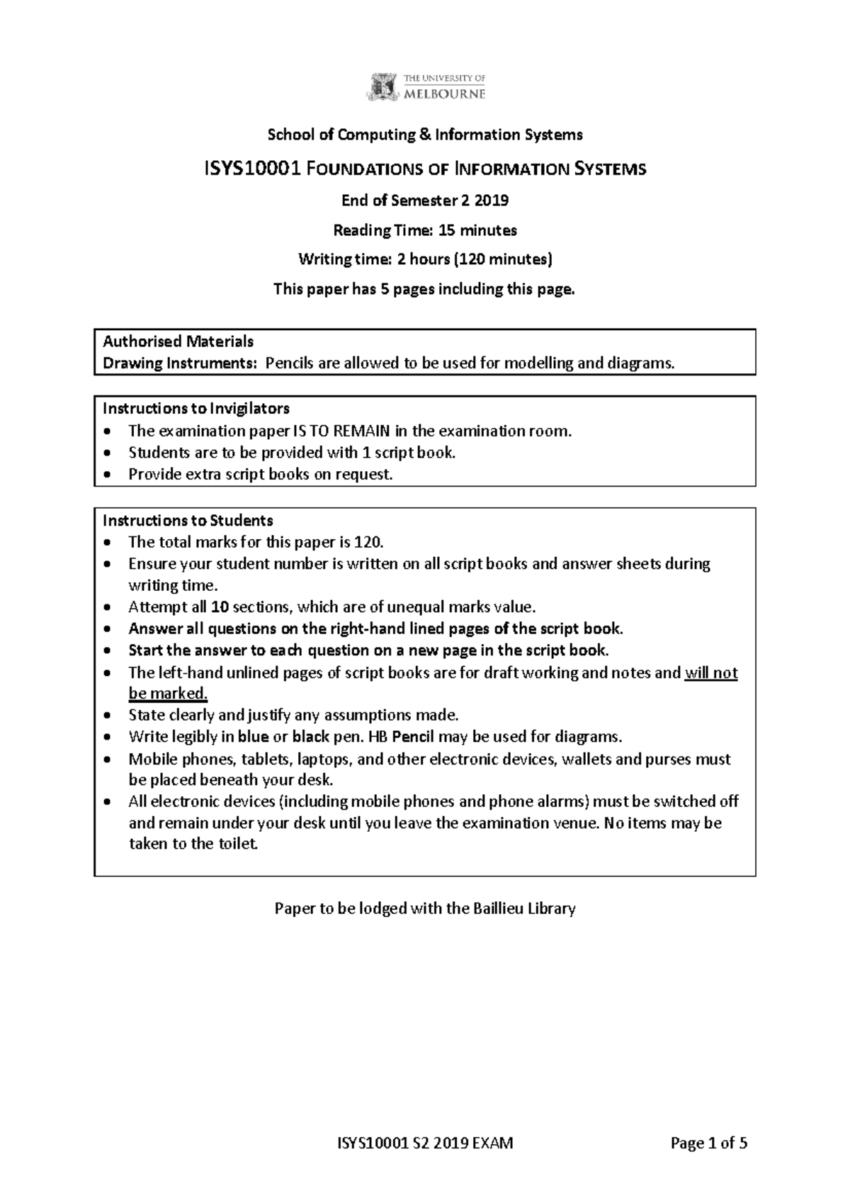 ISYS10001 S2 191023 1619 - School of Computing & Information Systems ISYS10001 FOUNDATIONS OF ...