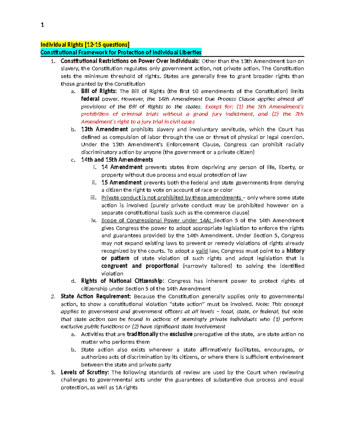 Constitutional Law Lecture Notes Individual Liberties - Individual ...