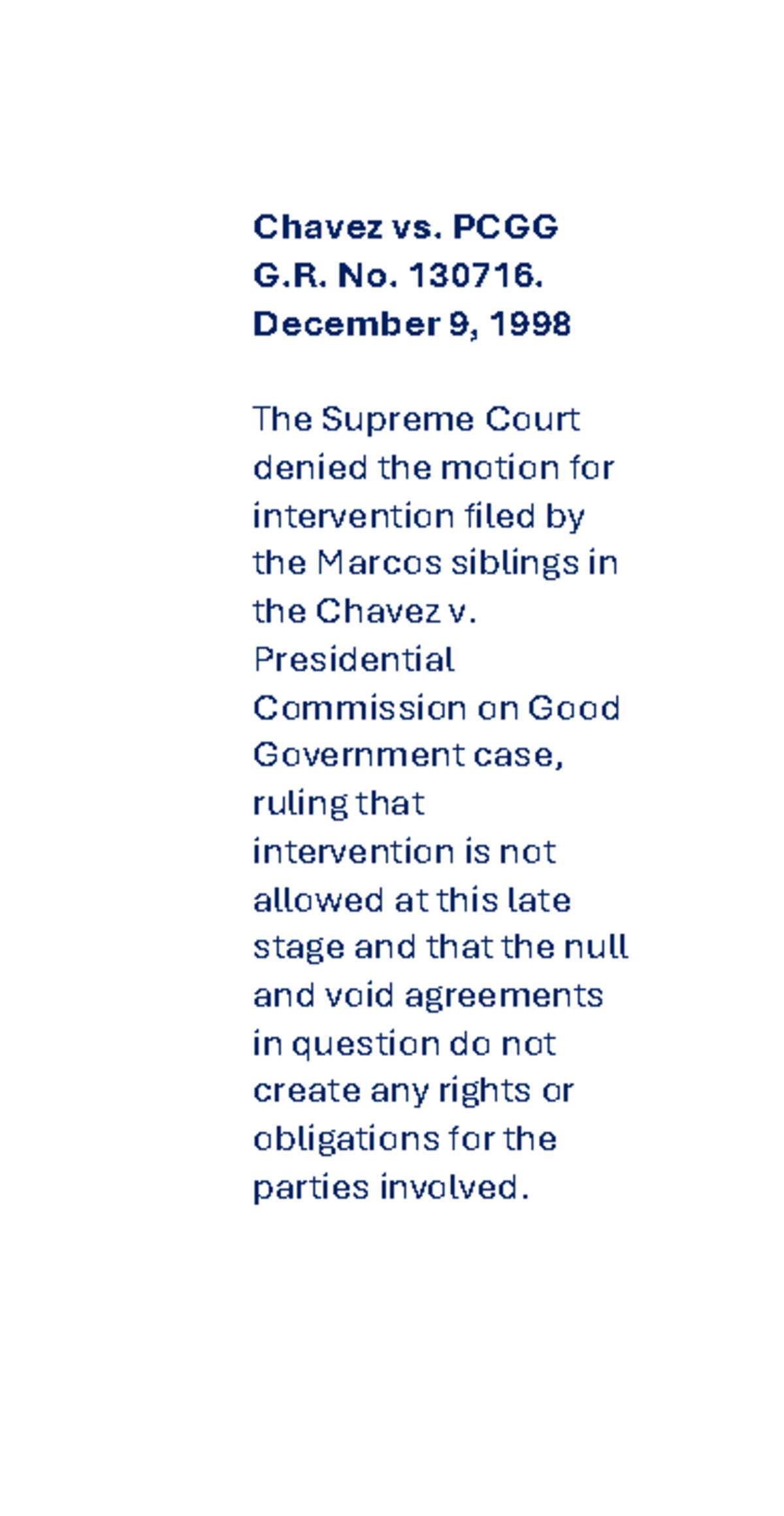 Chavez vs. PCGG G.R. No. 130716. December 9, 1998 - Chavez vs. PCGG G ...