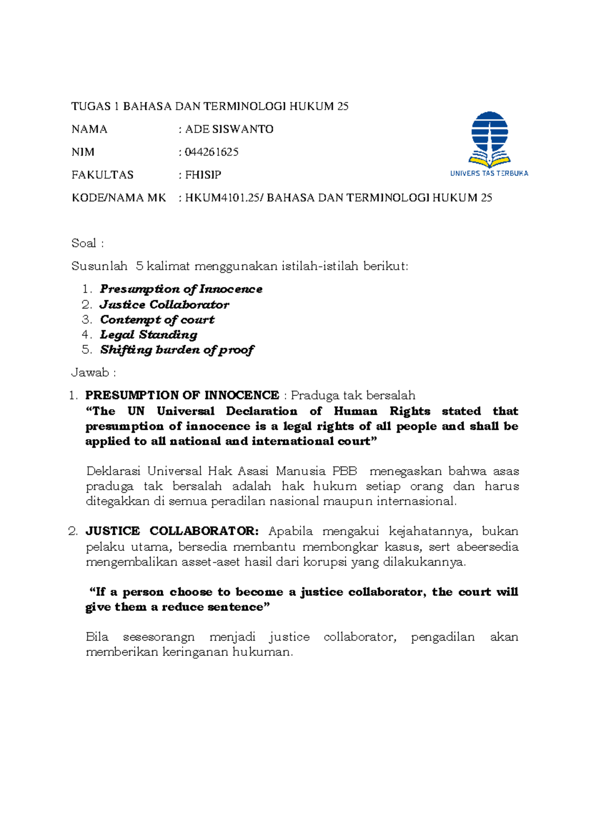 Tugas 1 Bahasa DAN Terminologi Hukum 25 - TUGAS 1 BAHASA DAN ...