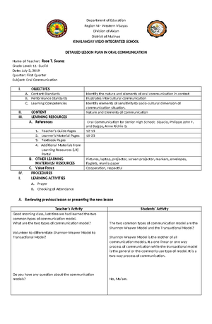 Lesson Plan in SHS - A DETAILED LESSON PLAN IN ENGLISH FOR ACADEMIC AND ...