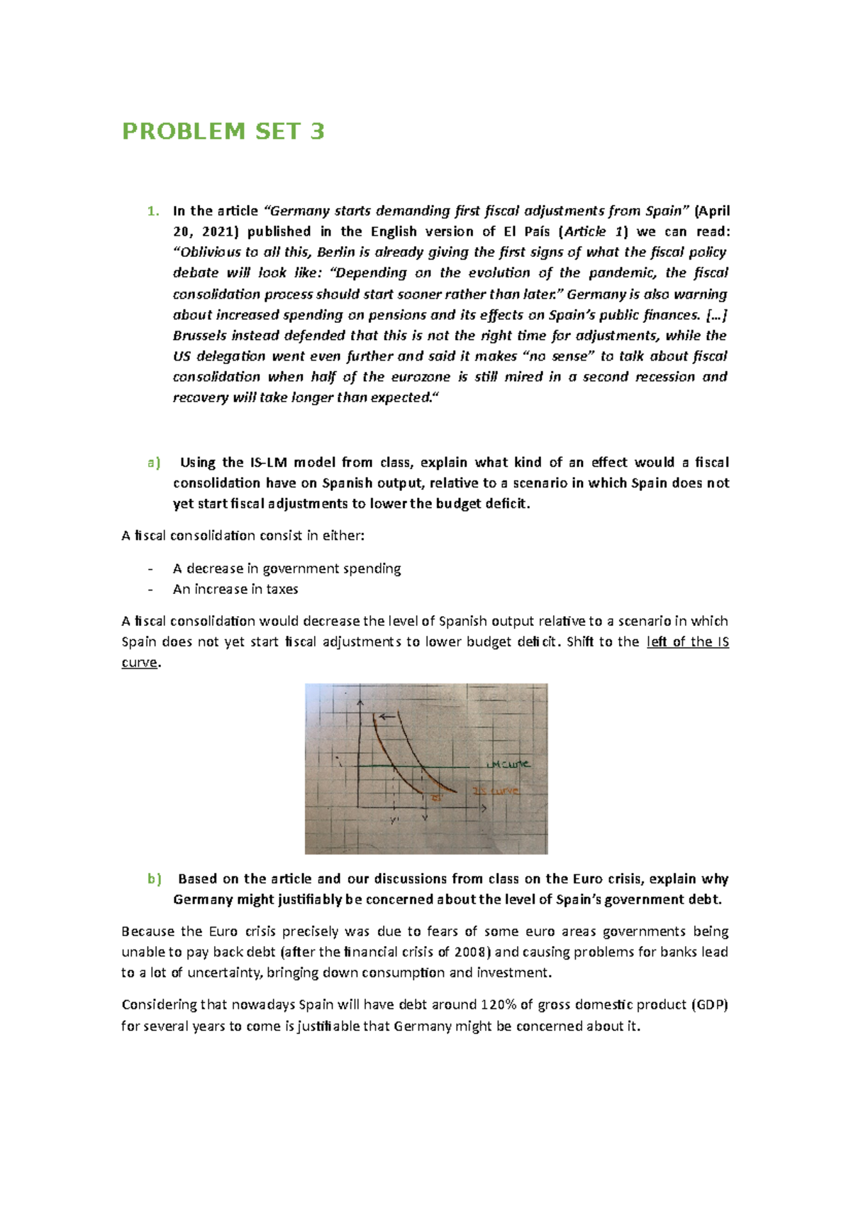 Problem Set 3 Macroeconomics Pompeu seminaris - UPF - Studocu