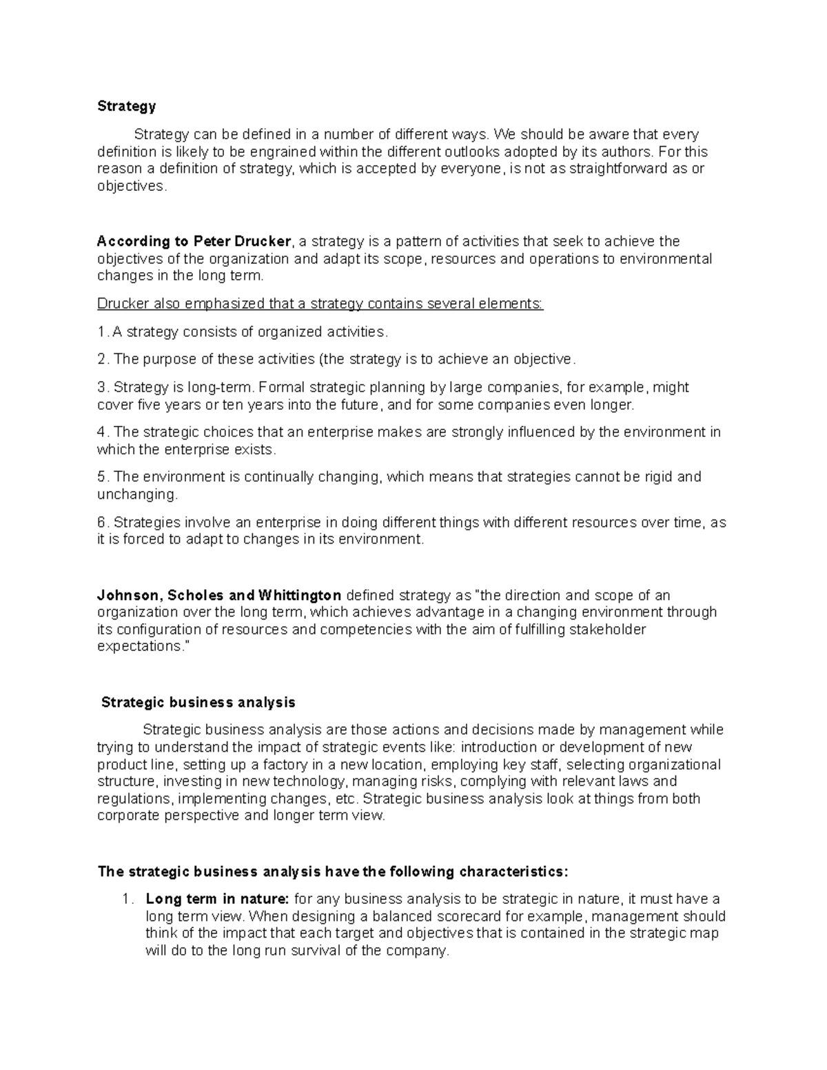 Strategic Business Analysis Strategy Strategy Can Be Defined In A Number Of Different Ways We