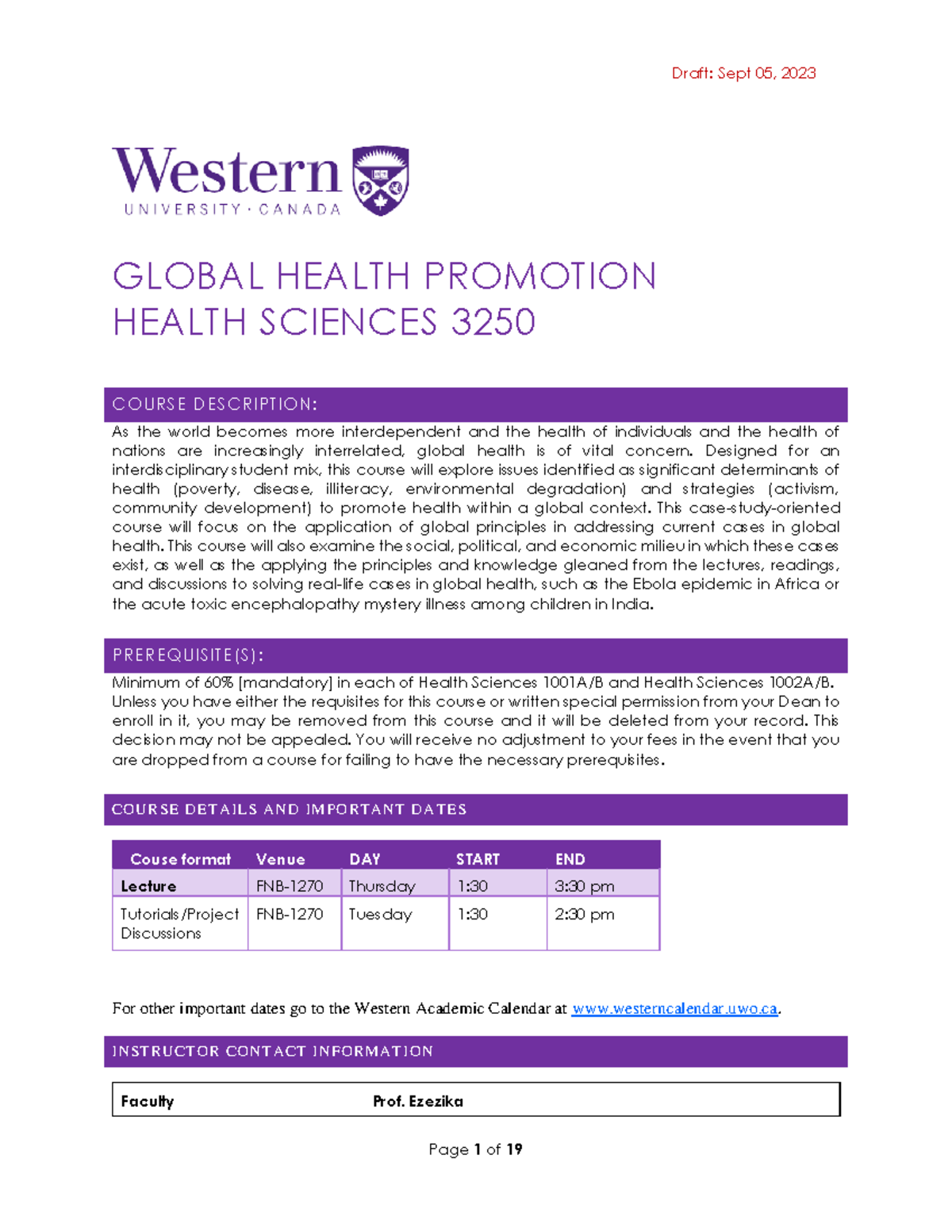 Global Health Promotion 3250 Sept 05 - GLOBAL HEALTH PROMOTION HEALTH ...